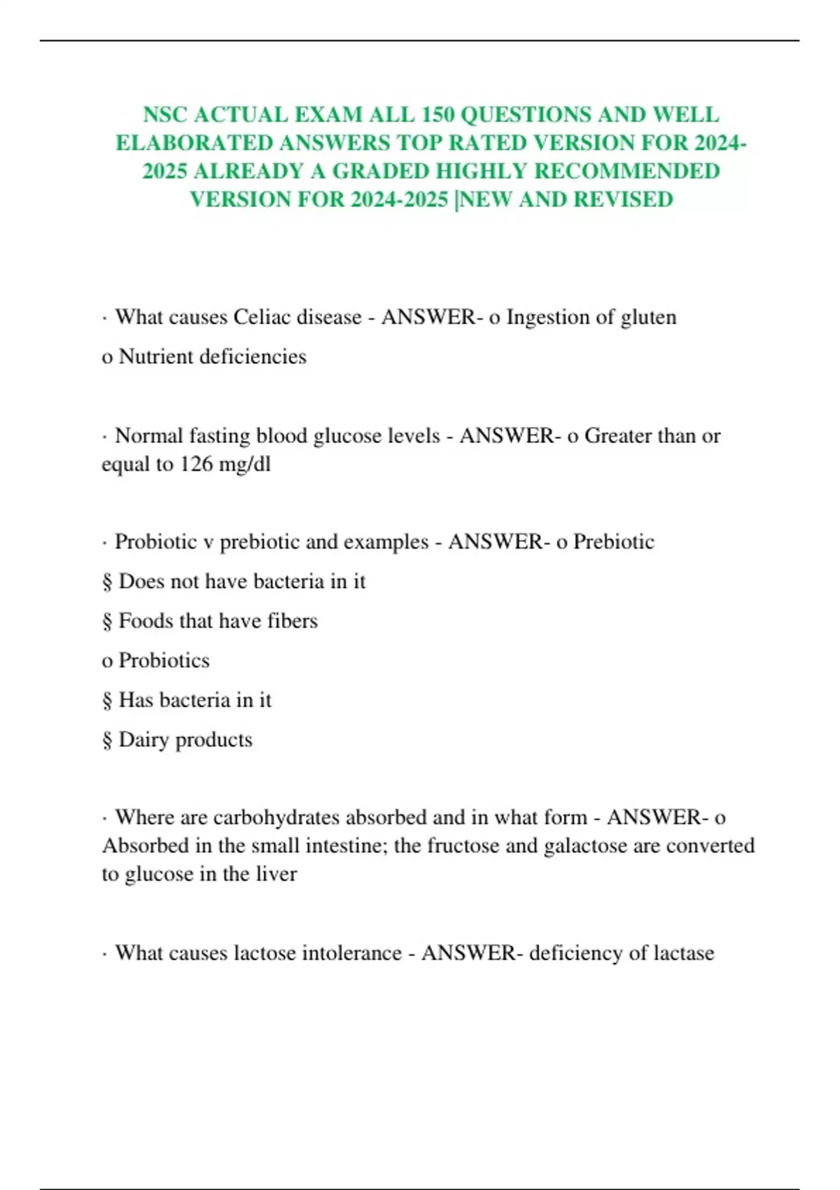 NSC ACTUAL EXAM ALL 150 QUESTIONS AND WELL ELABORATED ANSWERS TOP RATED ...