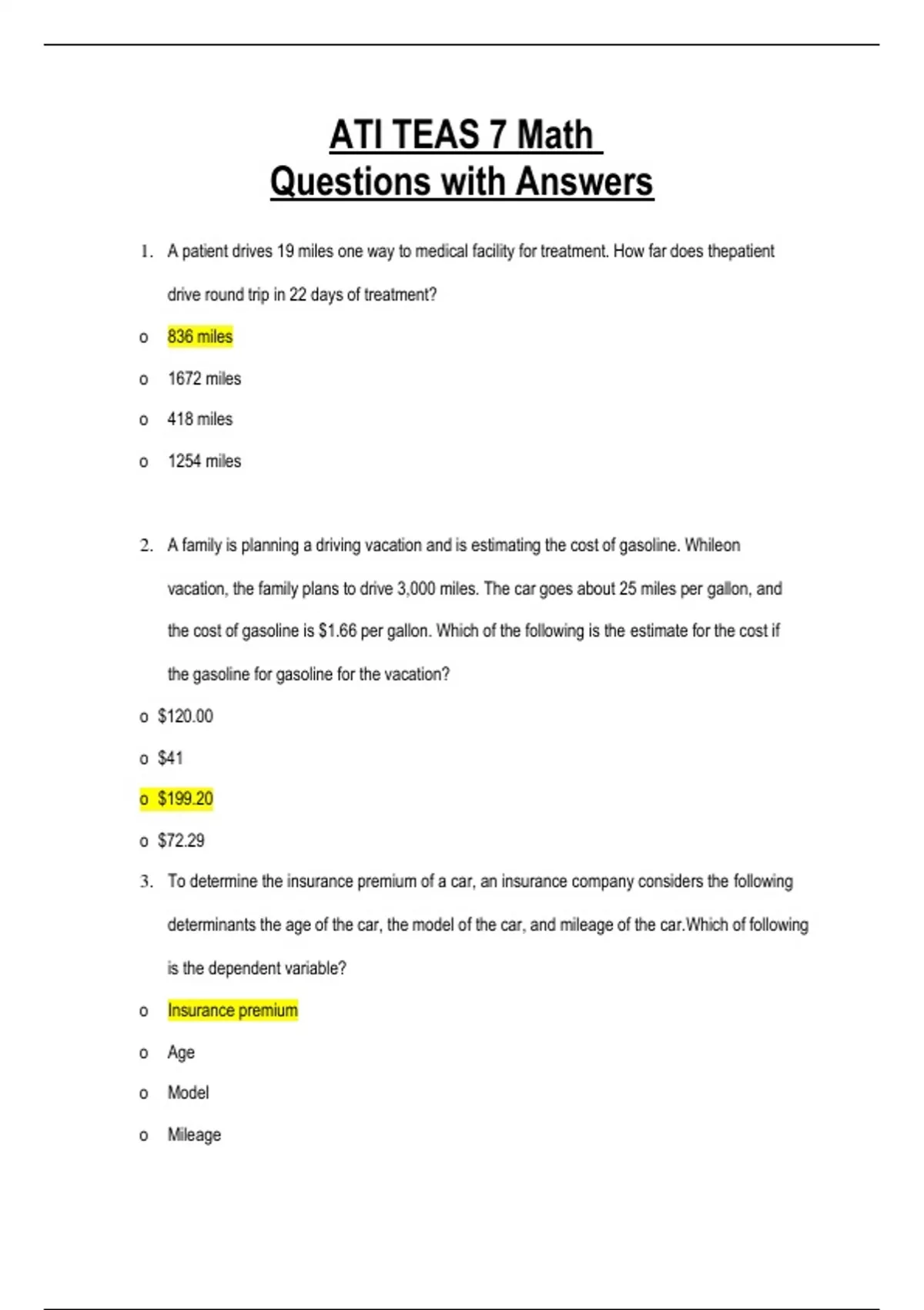 ATI TEAS 7 MATH PROCTORED EXAM QUESTIONS WITH DETAILED VERIFIED ...