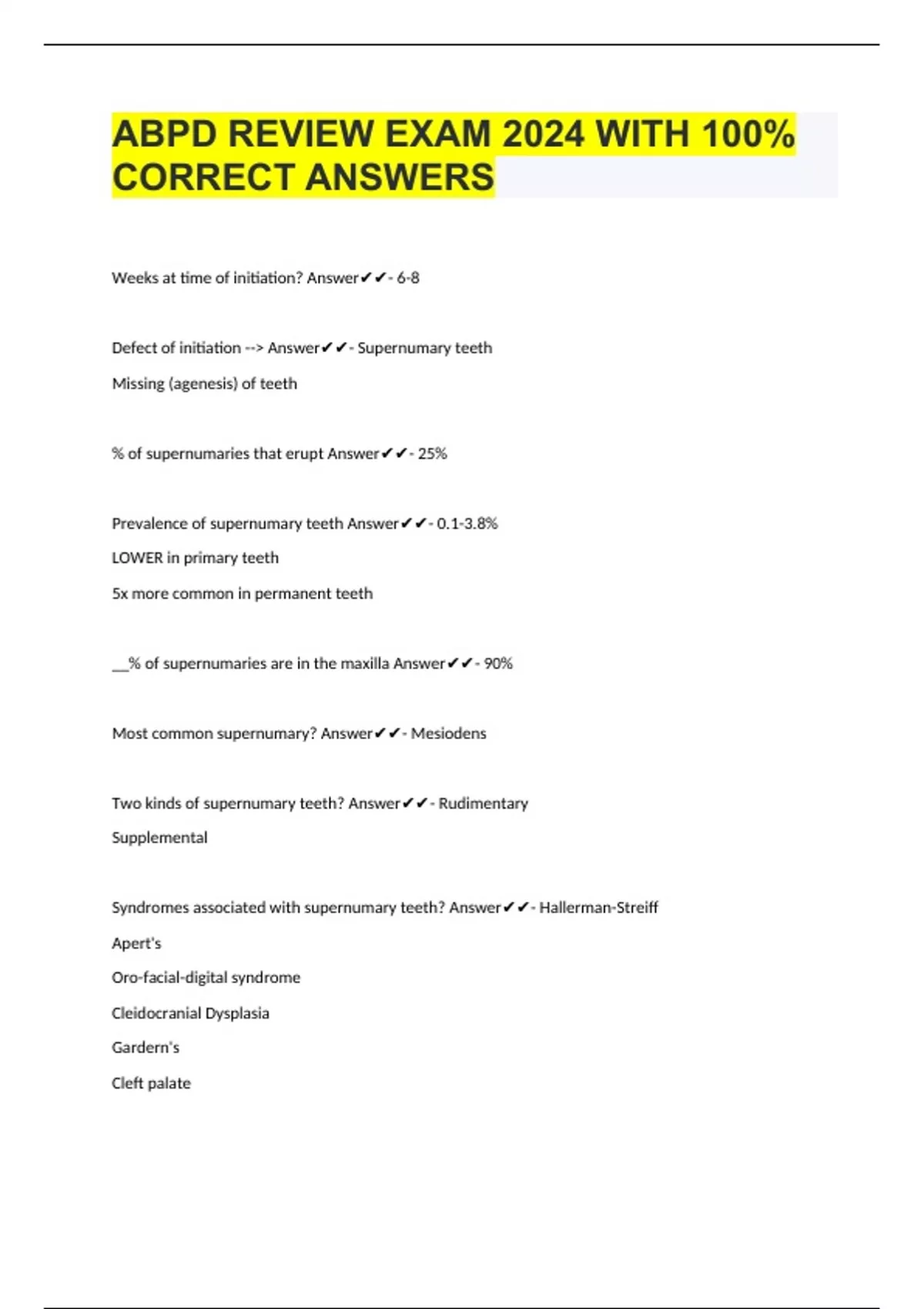 ABPD REVIEW EXAM 2024 WITH 100% CORRECT ANSWERS - ABPD - Stuvia US