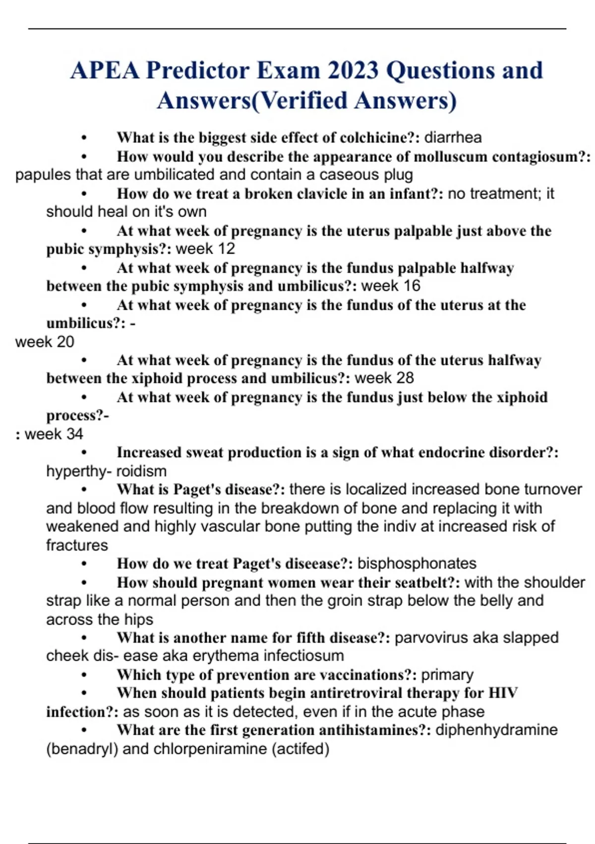 APEA Predictor Exam 2023 Questions and Answers 2023/2024 Latest ...