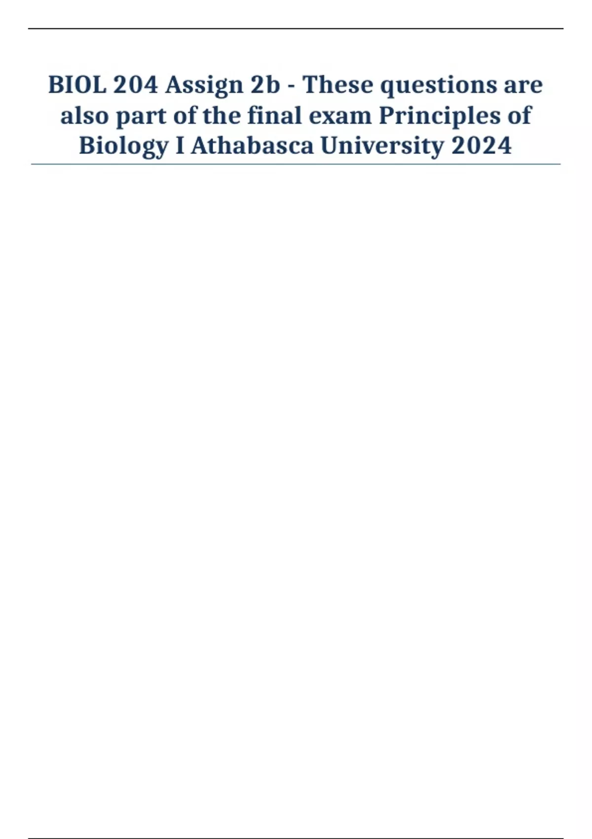 BIOL 204 Assign 2b - These questions are also part of the final exam ...