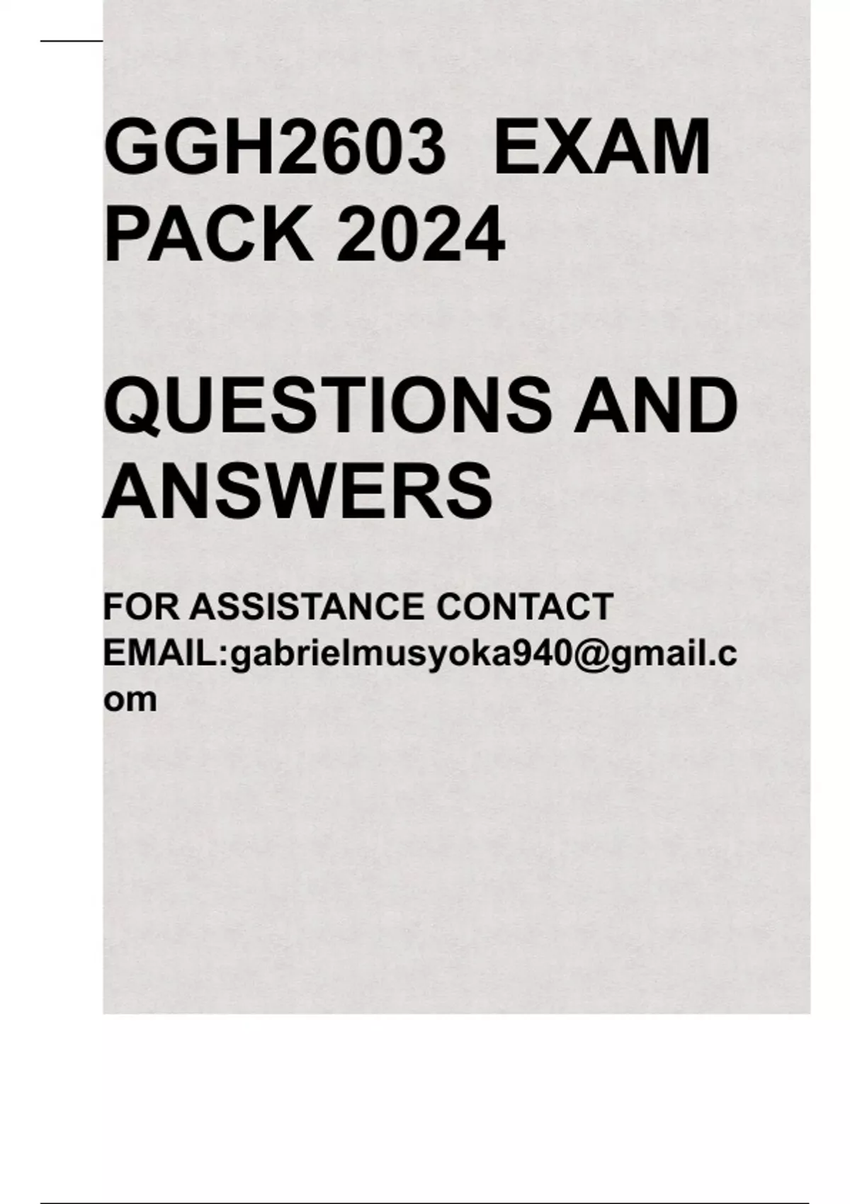 GGH2603 Exam pack 2024 (The interpretations of maps and aerial ...