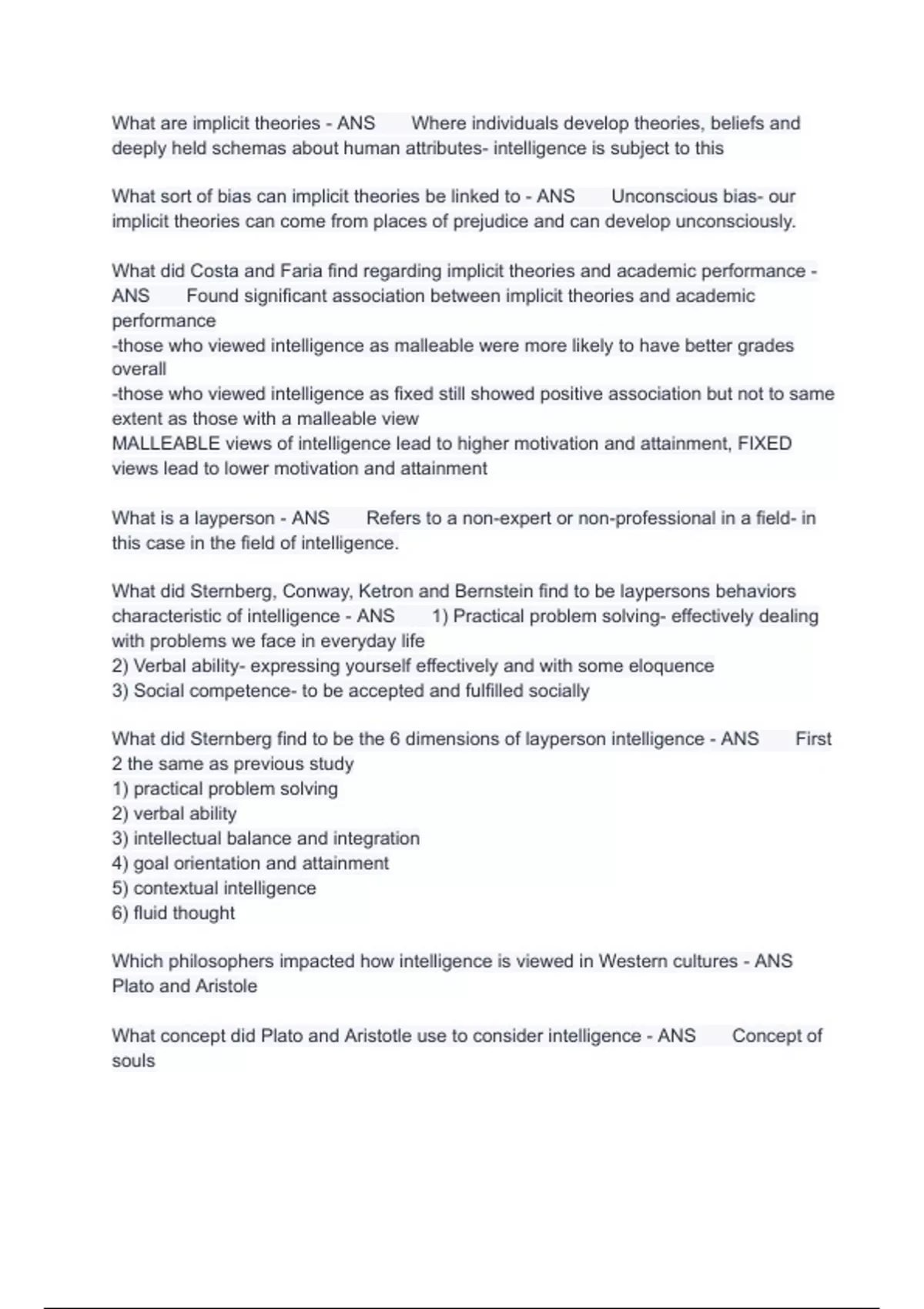 Intelligence Questions And Answers - Psy 100 - Stuvia US