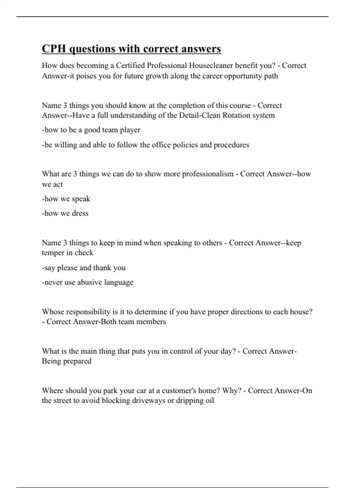 CPH questions with correct answers - CPH - Certified in Public Health ...