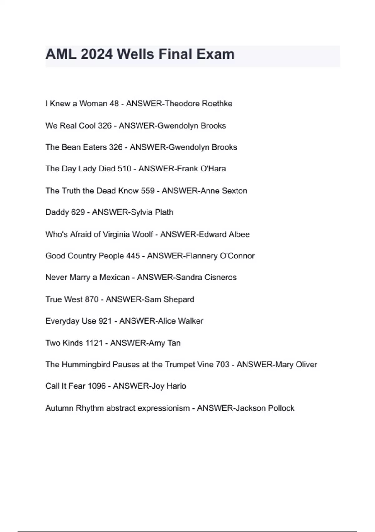 AML 2024 Wells Final Exam questions with correct answers - AML 2024 Wells Fial Exm - Stuvia US