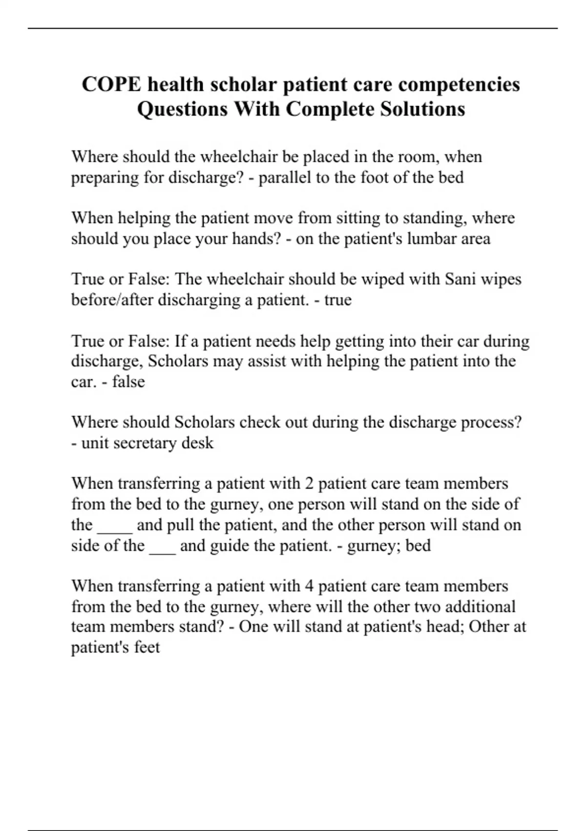 COPE health scholar patient care competencies Questions With Complete ...