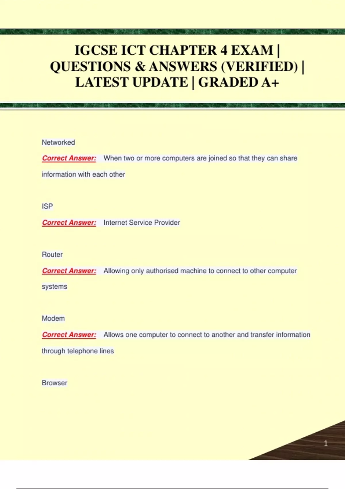 IGCSE ICT CHAPTER 4 EXAM | QUESTIONS & ANSWERS (VERIFIED) | LATEST ...
