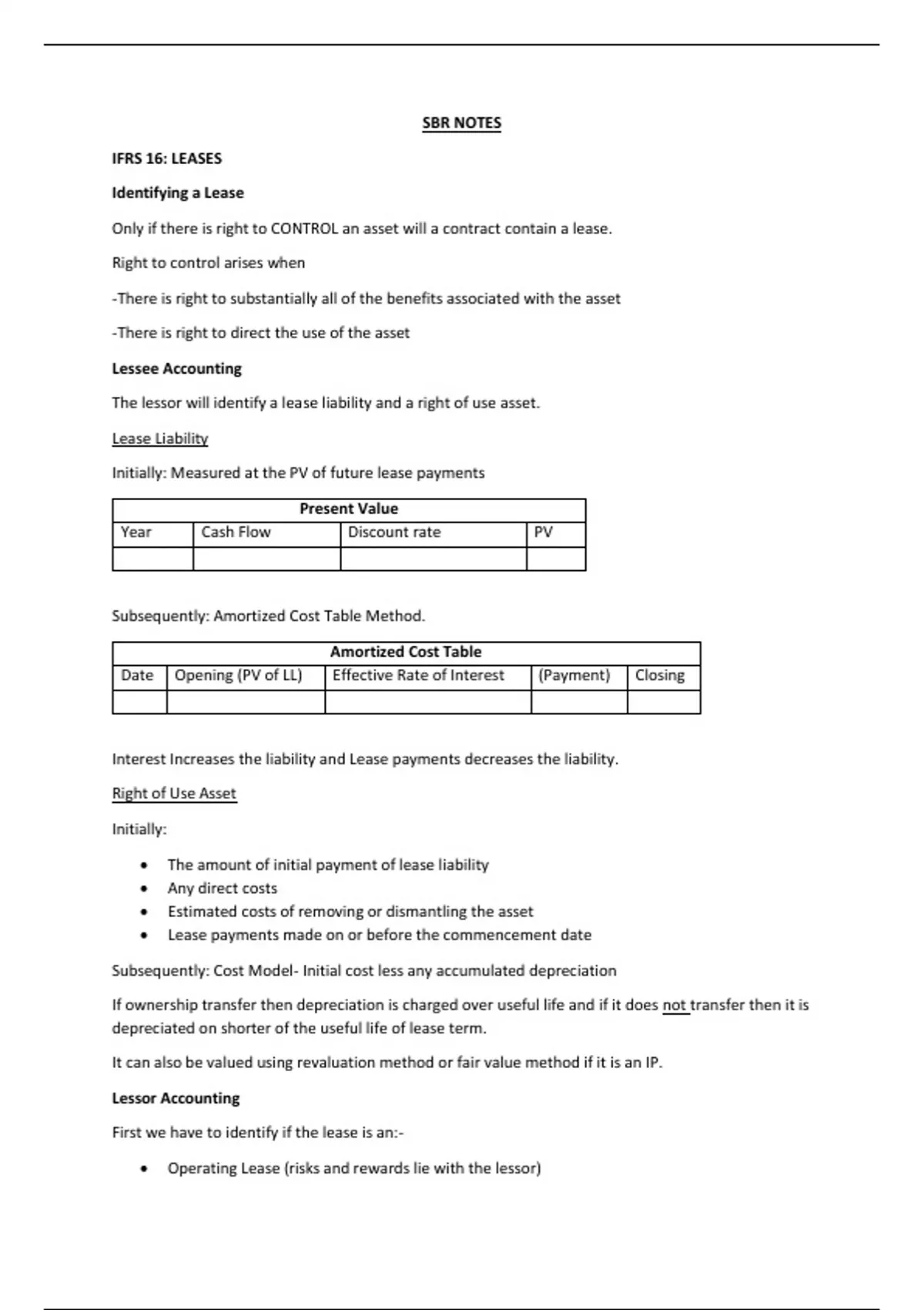 SBR: Important Accounting Standards Summary - ACCA - Stuvia US