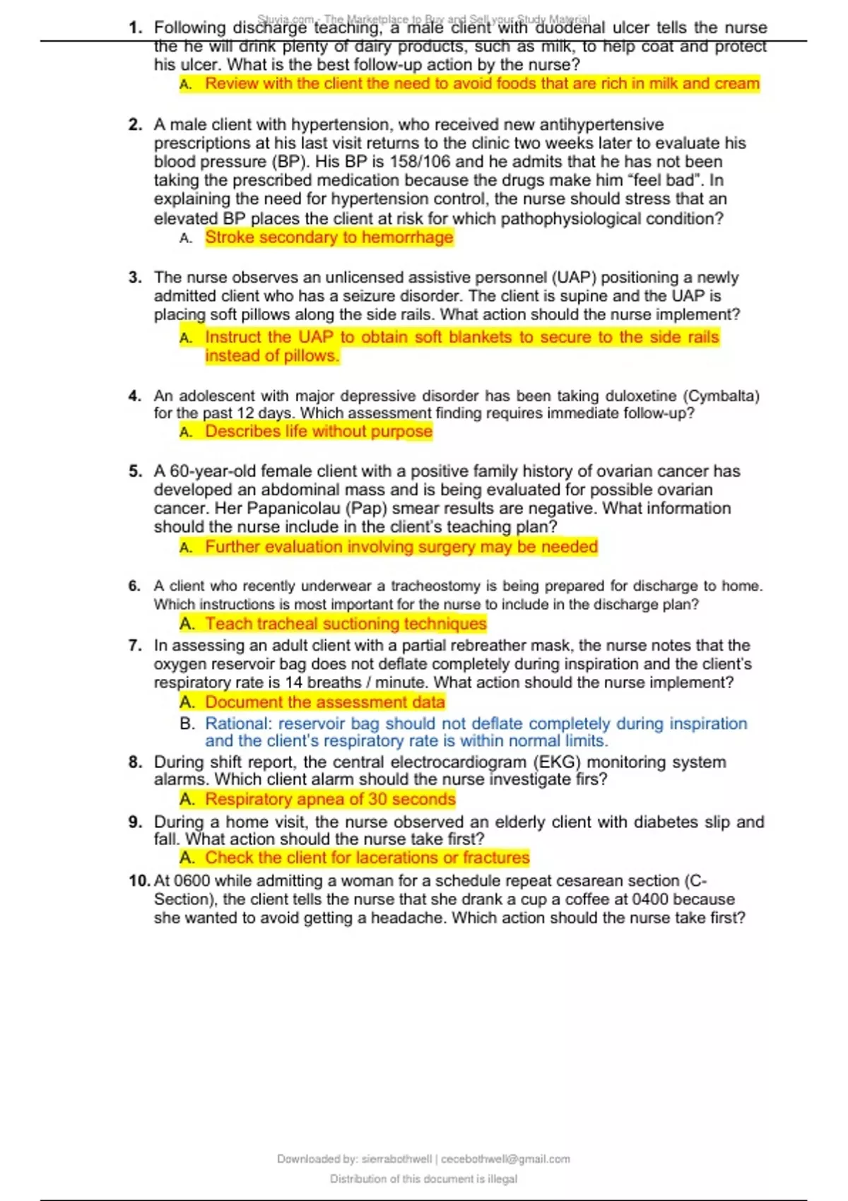 HESI Exit Exam Test Bank 2024 - Nursing pharmacology - Stuvia US