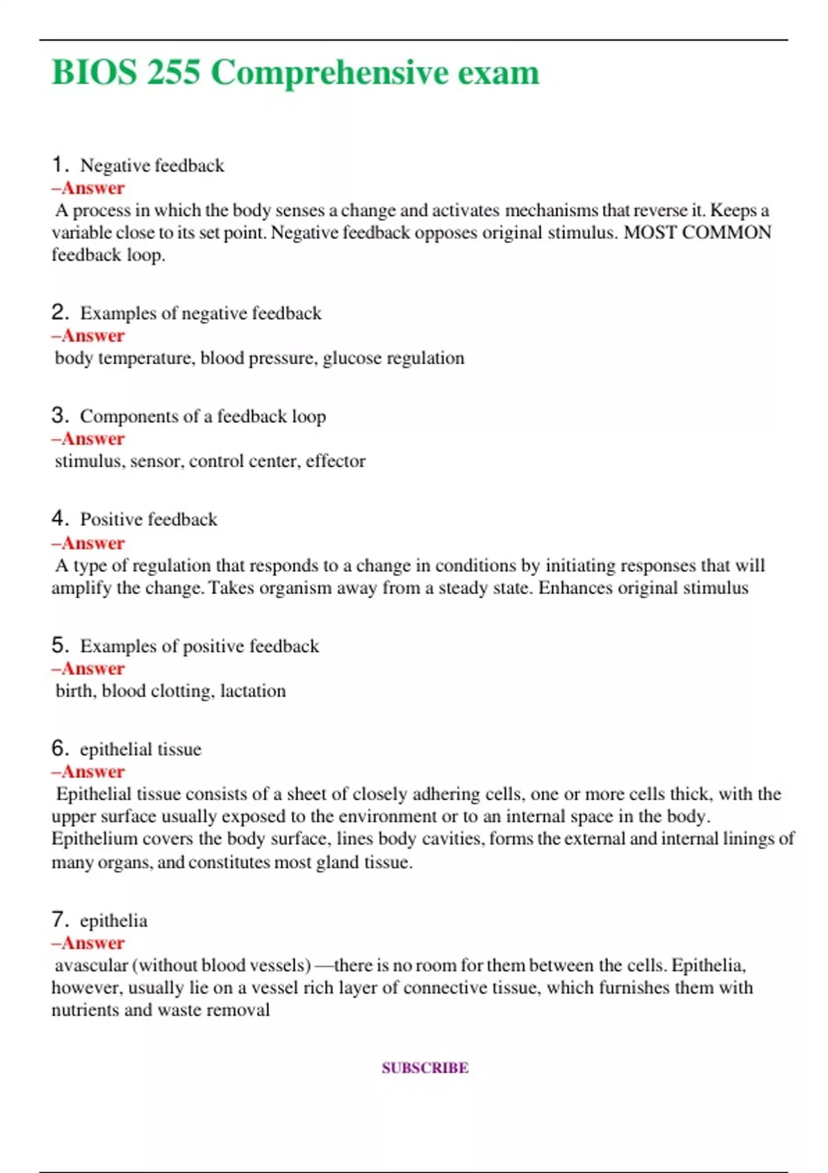 BIOS 255 BUNDLE Comprehensive Exam, Exam 1 -4, Practical Exam, Unit 1 ...