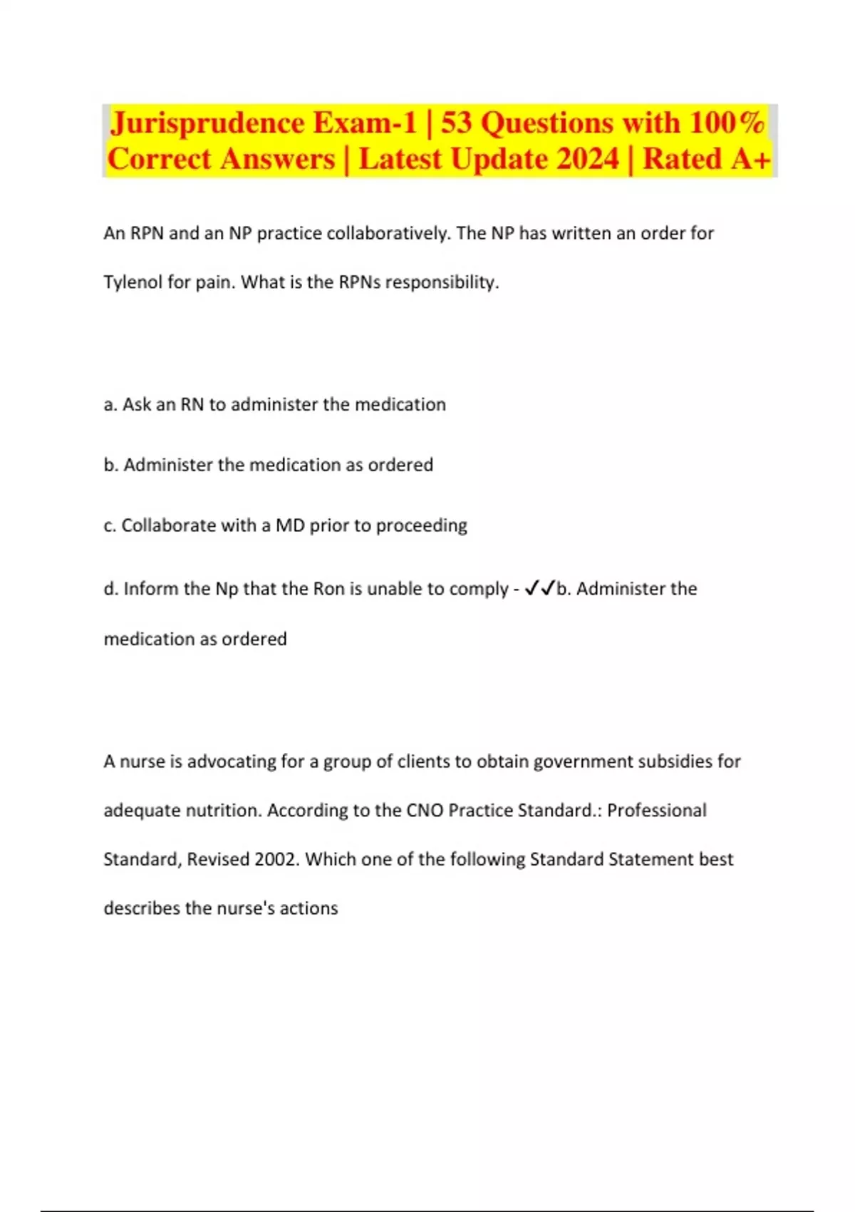 Jurisprudence Exam-1 | 53 Questions with 100% Correct Answers | Latest ...