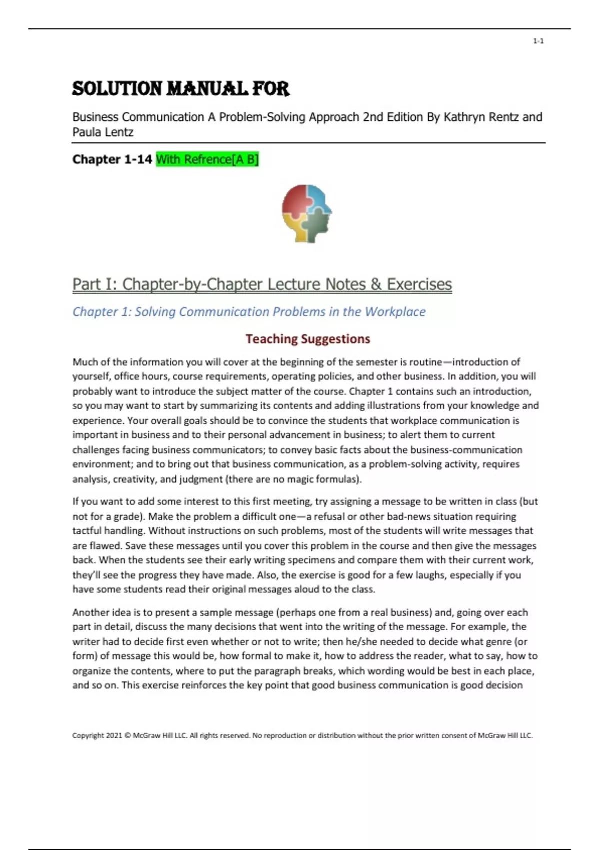 Solution Manual For Business Communication A Problem-Solving Approach ...