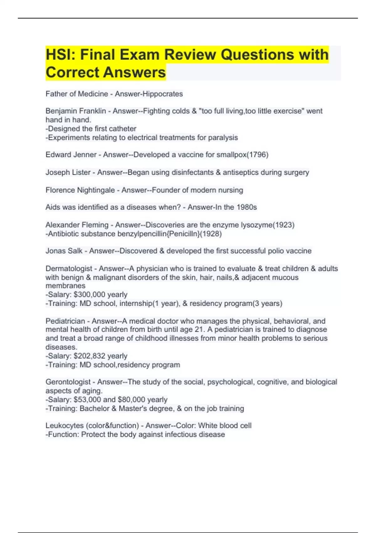 HSI: Final Exam Review Questions with Correct Answers - HSI - Stuvia US