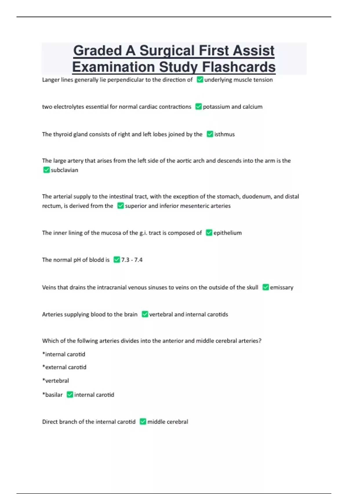 Graded A Surgical First Assist Examination Study Flashcards - Graded A ...