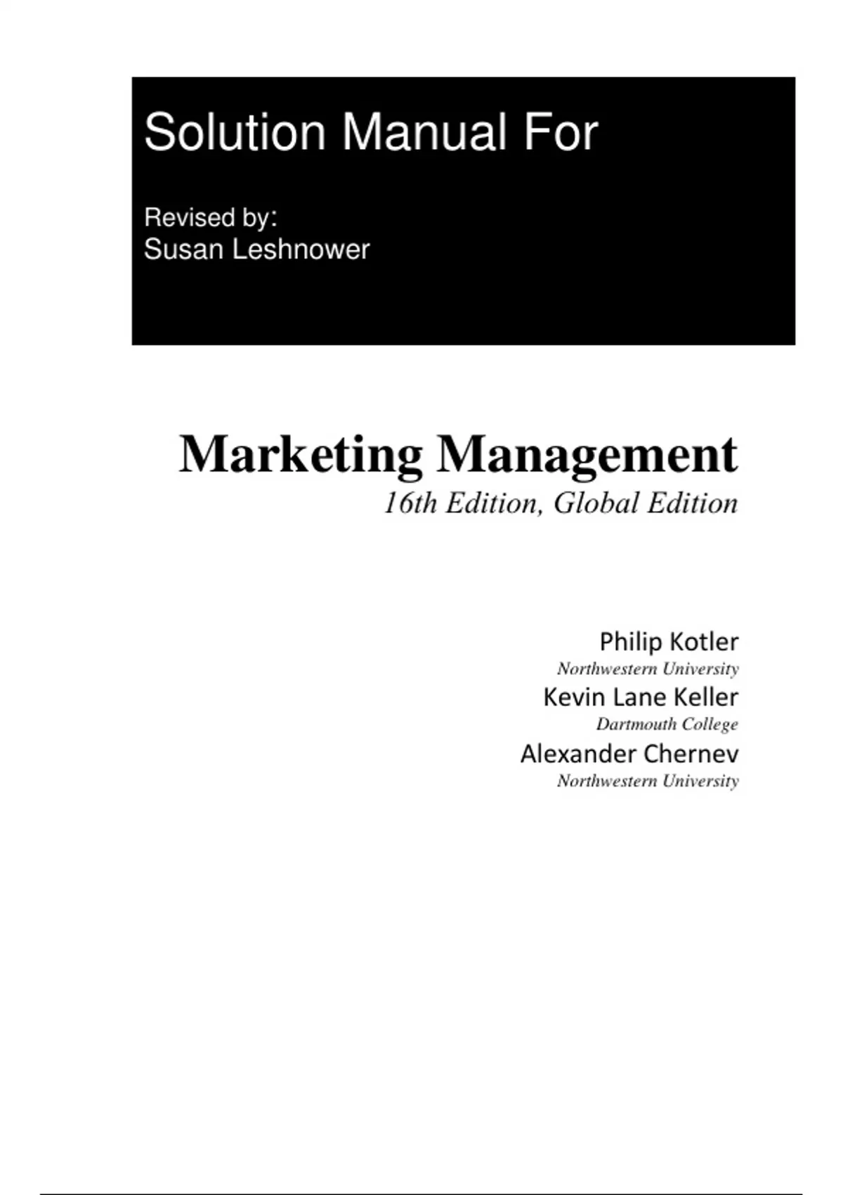 Solution Manual For Marketing Management 16th Edition by global Philip ...