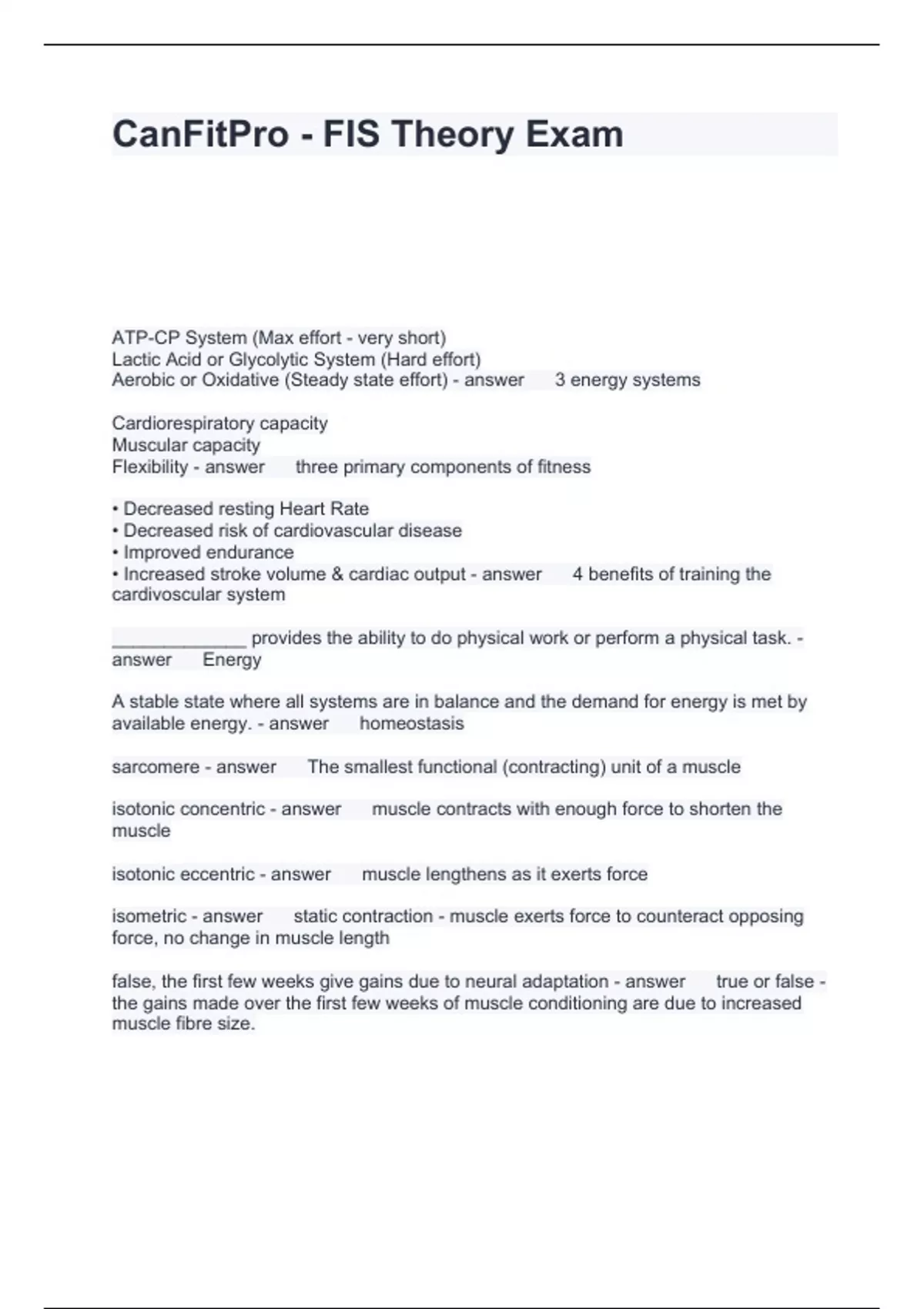 CanFitPro - FIS Theory Exam Questions and Answers 2024 - CanfitPro - Stuvia US