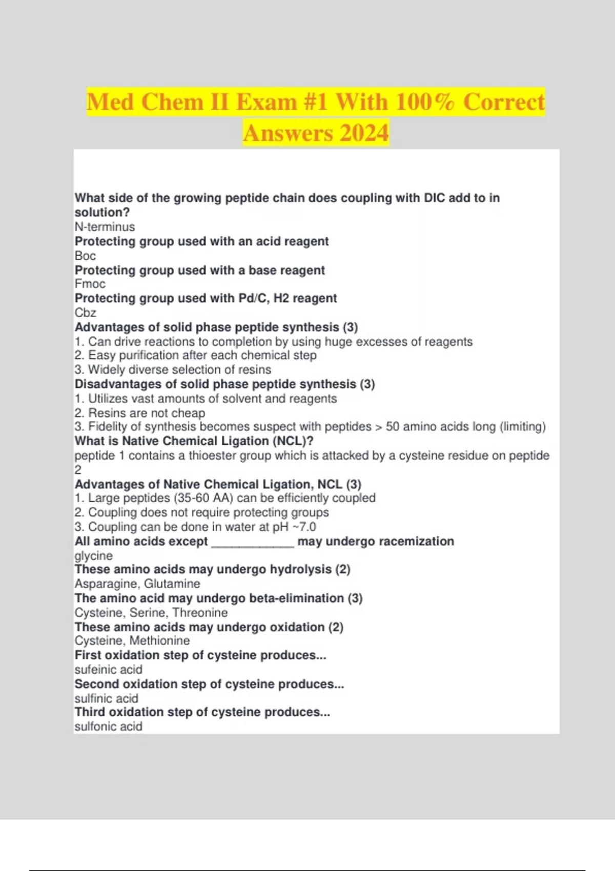 Med Chem II Exam #1 With 100% Correct Answers 2024 - Med Chem II - Stuvia US