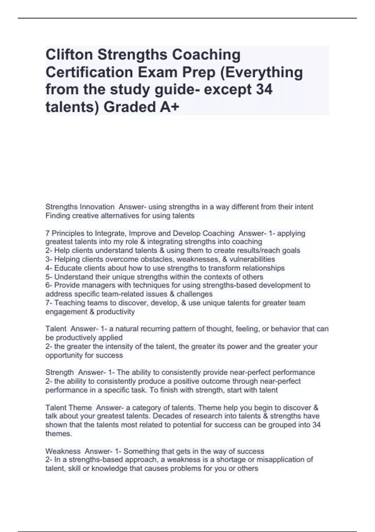 Clifton Strengths Coaching Certification Exam Prep (Everything from the ...
