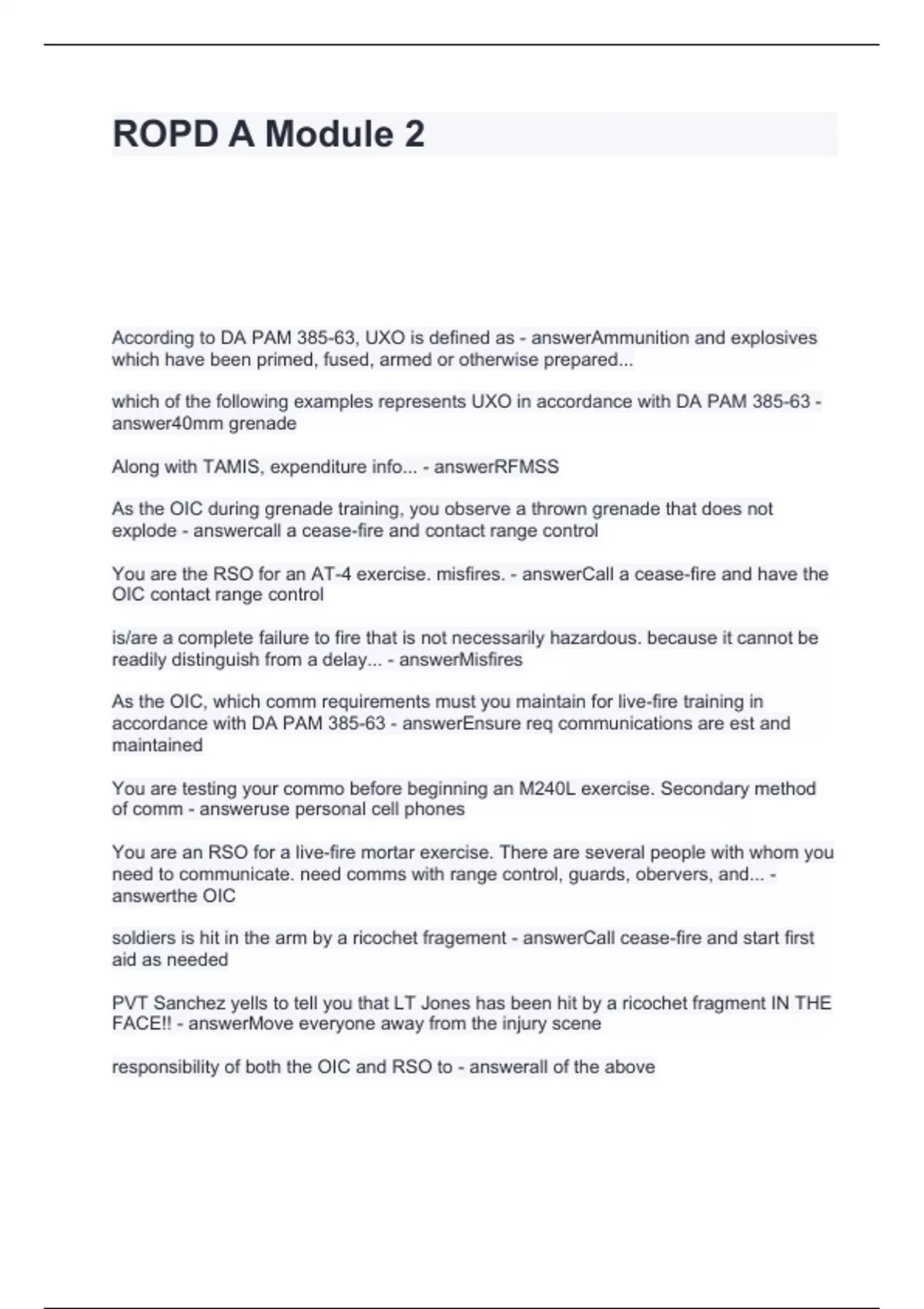 ROPD A Module 2 Questions with correct Answers 2024 - Tamis - Stuvia US