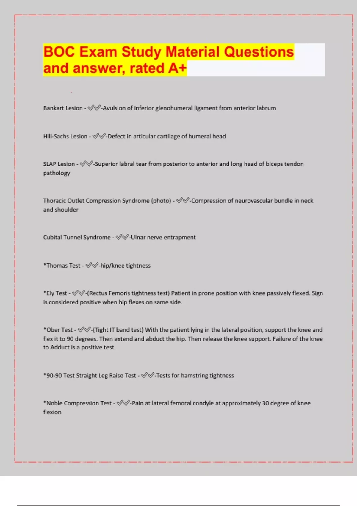 BOC Exam Study Material Questions and answer, rated A+ / 2024-25 Exam ...