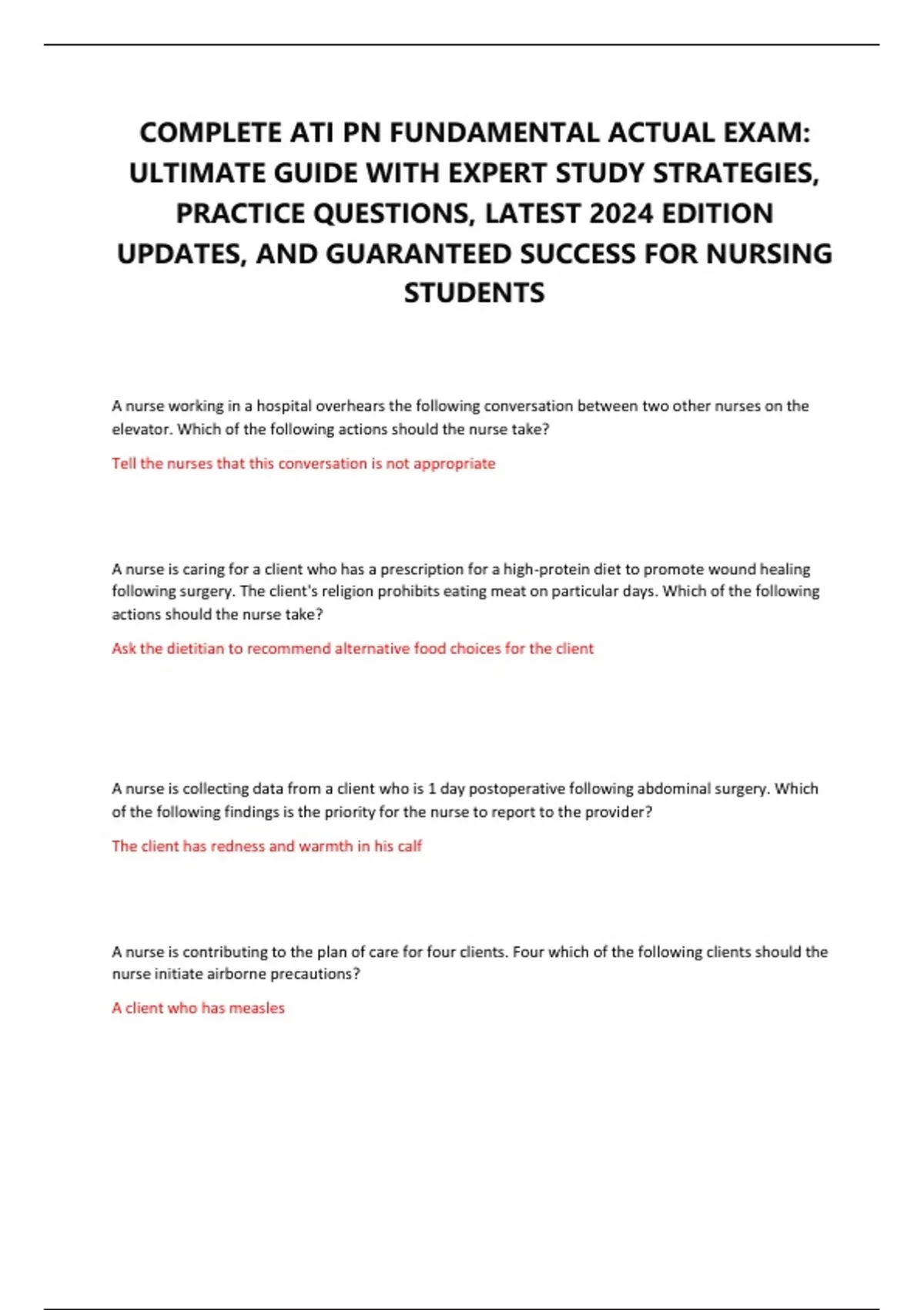 COMPLETE ATI PN FUNDAMENTAL ACTUAL EXAM: ULTIMATE GUIDE WITH EXPERT ...