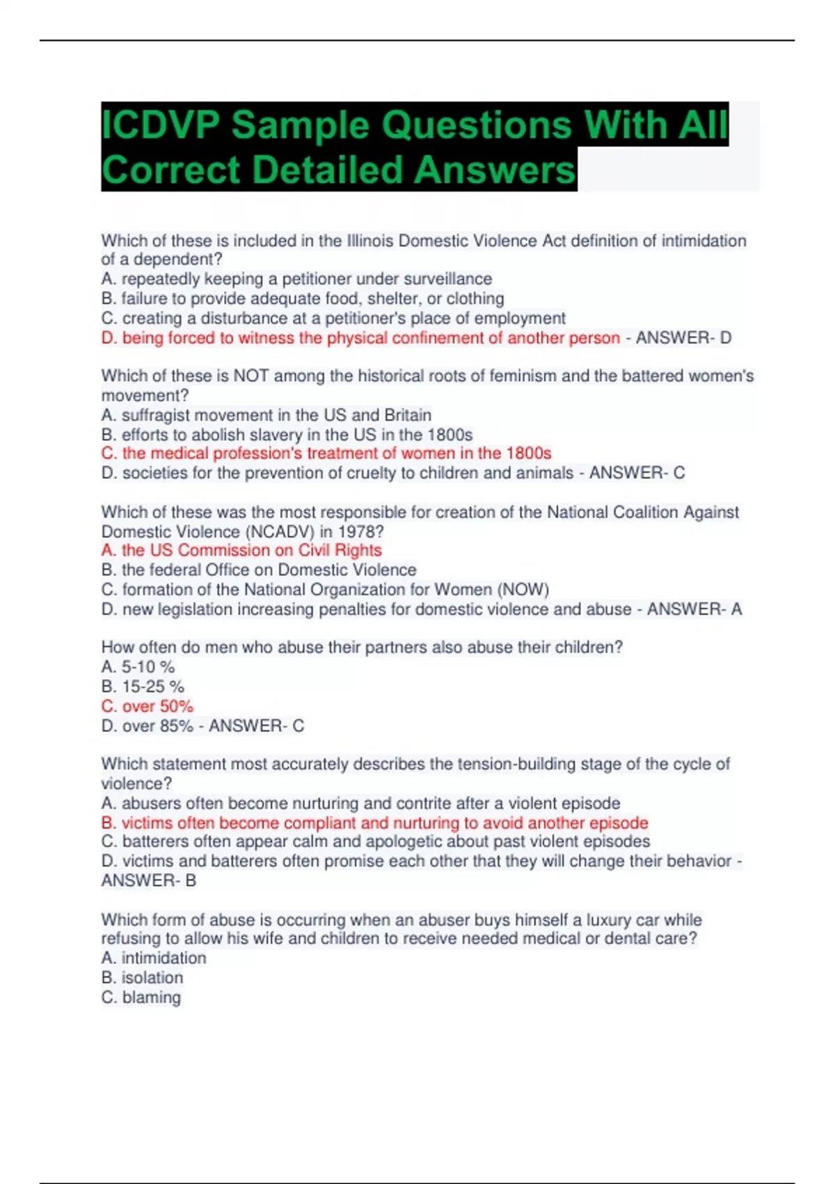 2024 ICDVP Sample Questions With All Correct Detailed Answers - ICDVP ...