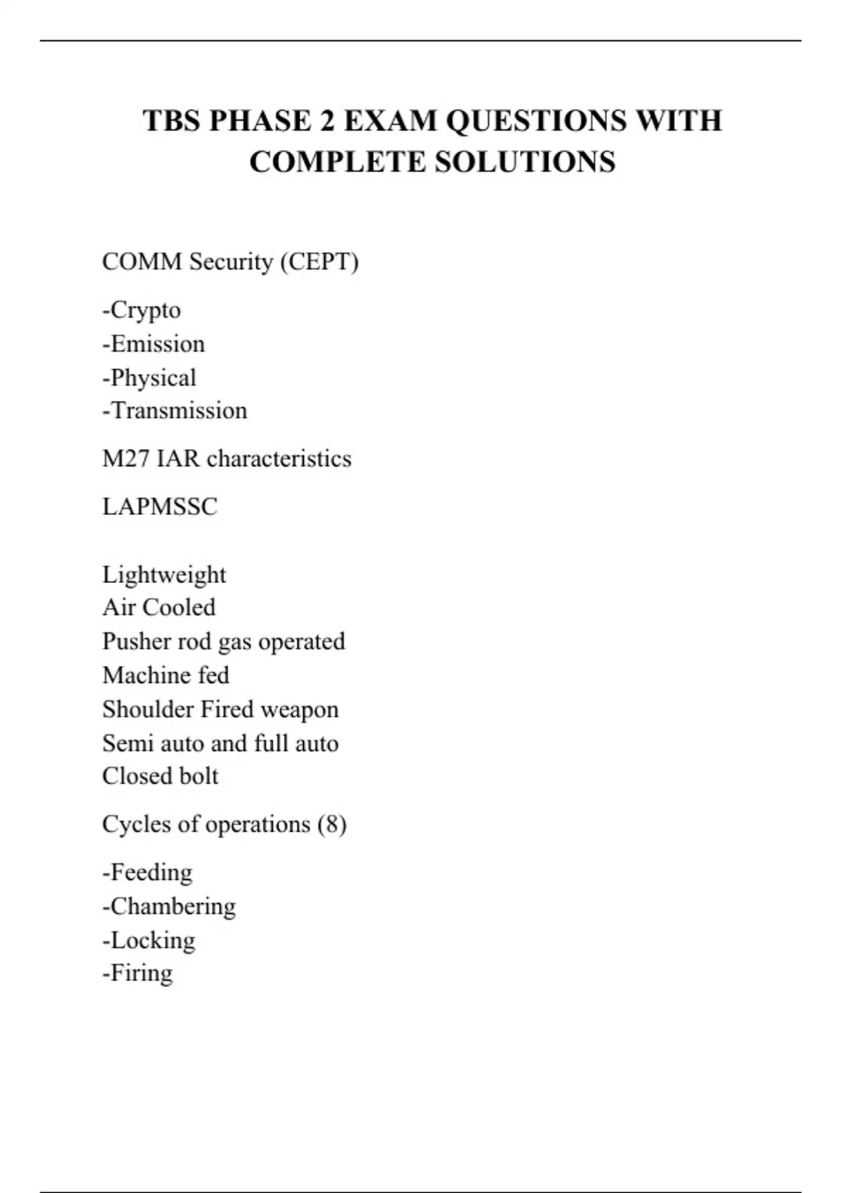 TBS PHASE 2 EXAM QUESTIONS WITH COMPLETE SOLUTIONS - TBS - Stuvia US