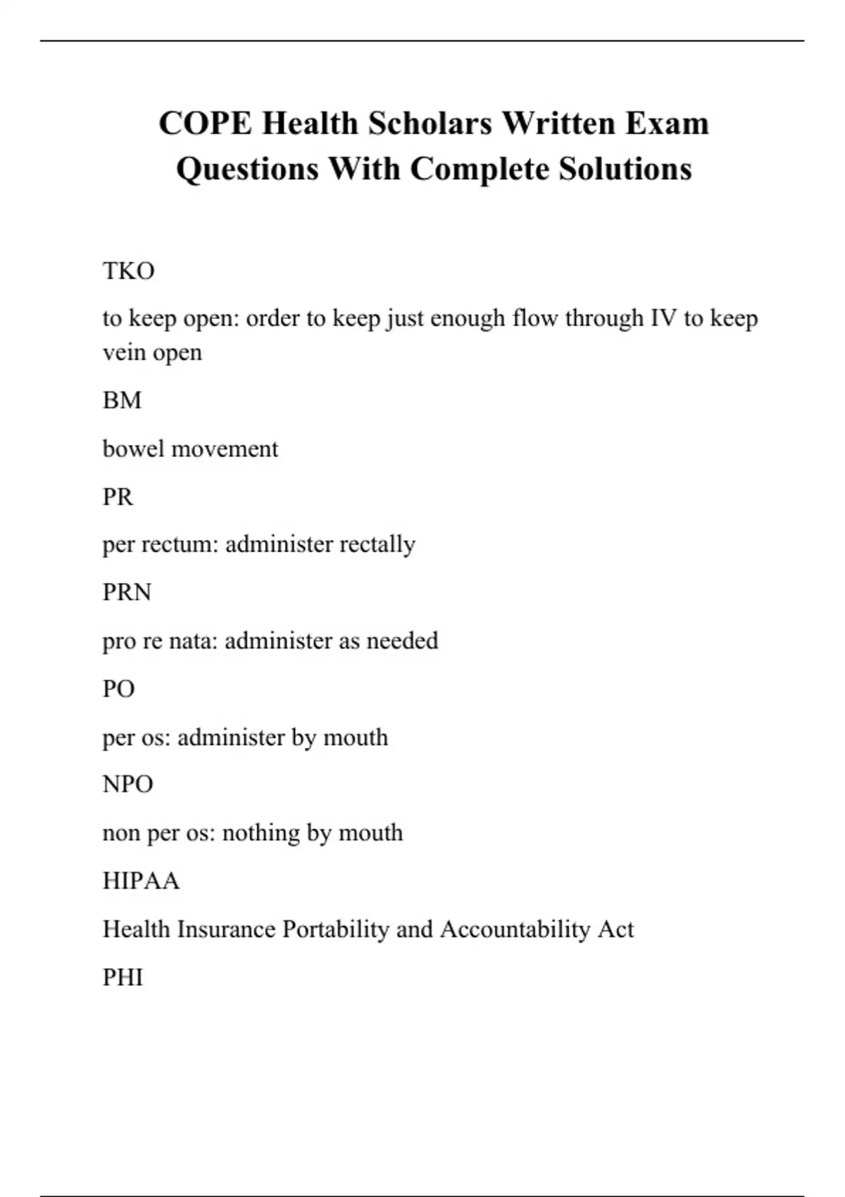 COPE Health Scholars Written Exam Questions With Complete Solutions ...