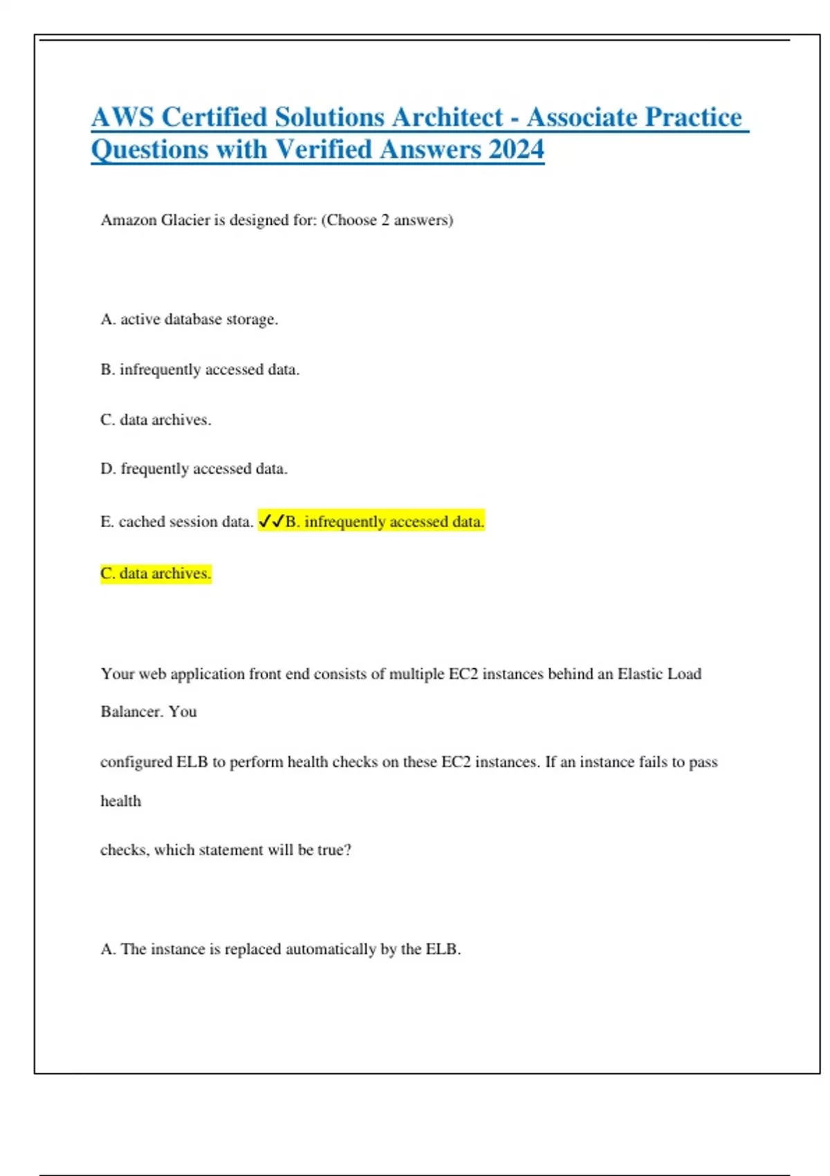 AWS Certified Solutions Architect - Associate Practice Questions with ...