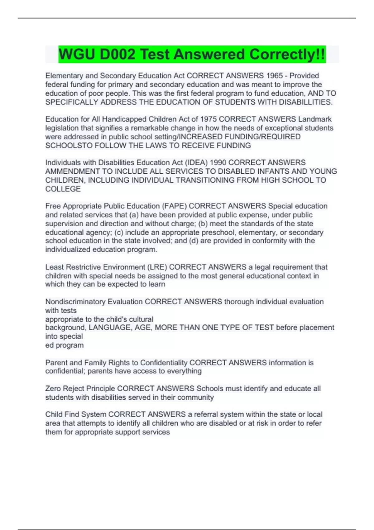 WGU D002 Test Answered Correctly!! - WGU D002 - Stuvia US