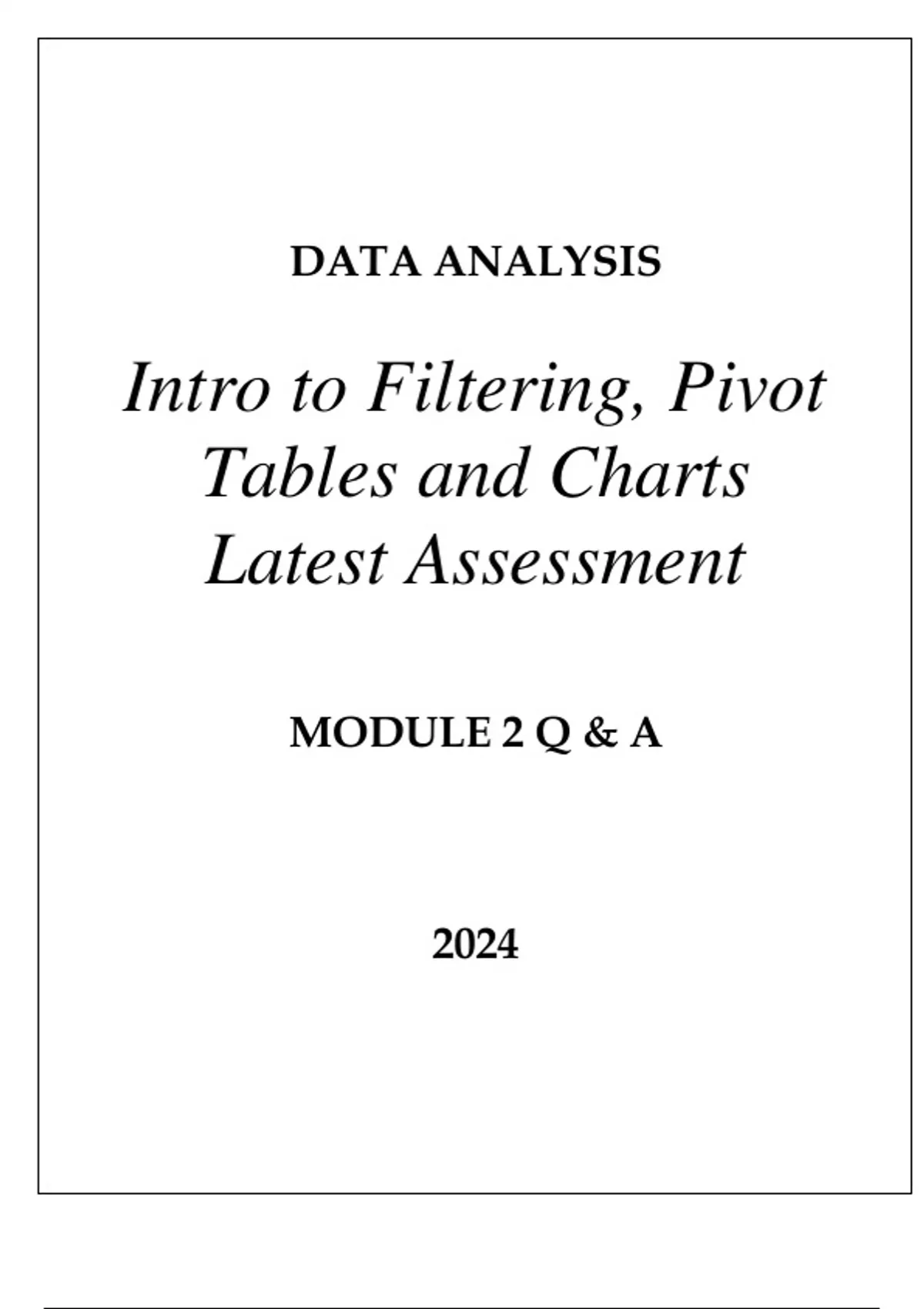 DATA ANALYSIS INTRO TO FILTERING, PIVOT TABLES AND CHARTS LATEST ...