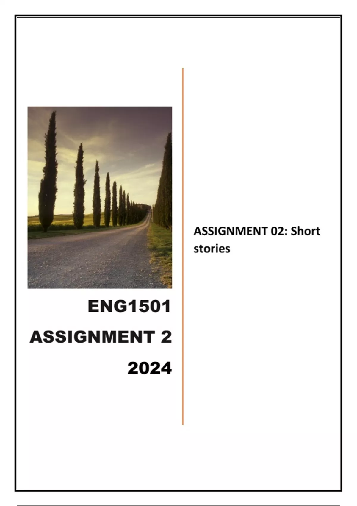 ENG1501 ASSIGNMENT 2 2024 - ENG1501 - Foundations in English Literary Studies (ENG1501) - Stuvia SA
