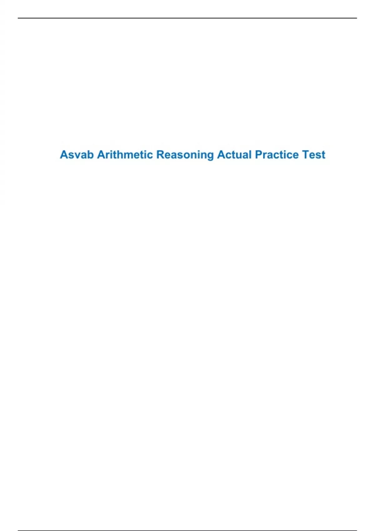 Asvab Arithmetic Reasoning Actual Practice Test - ASVAB - Stuvia US
