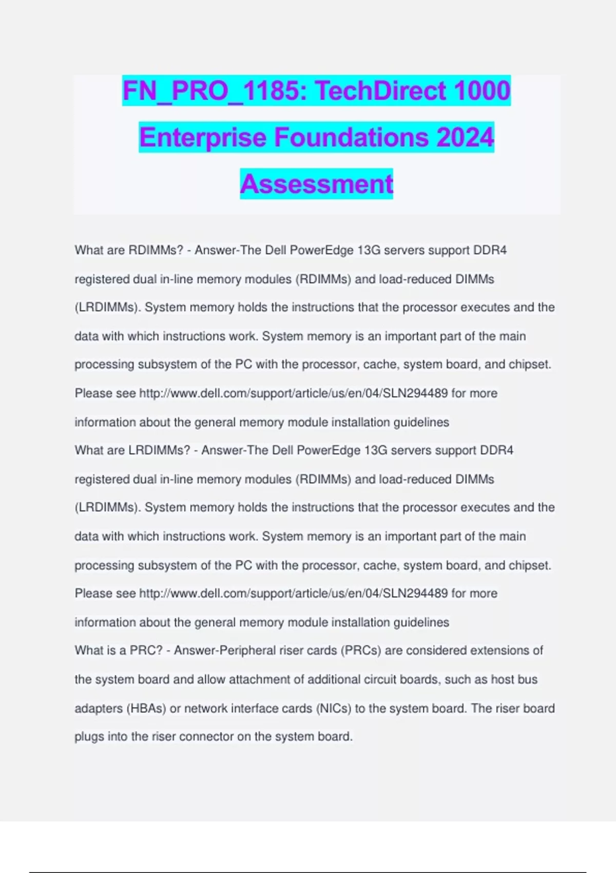 FN_PRO_1185: TechDirect 1000 Enterprise Foundations 2024 Assessment ...