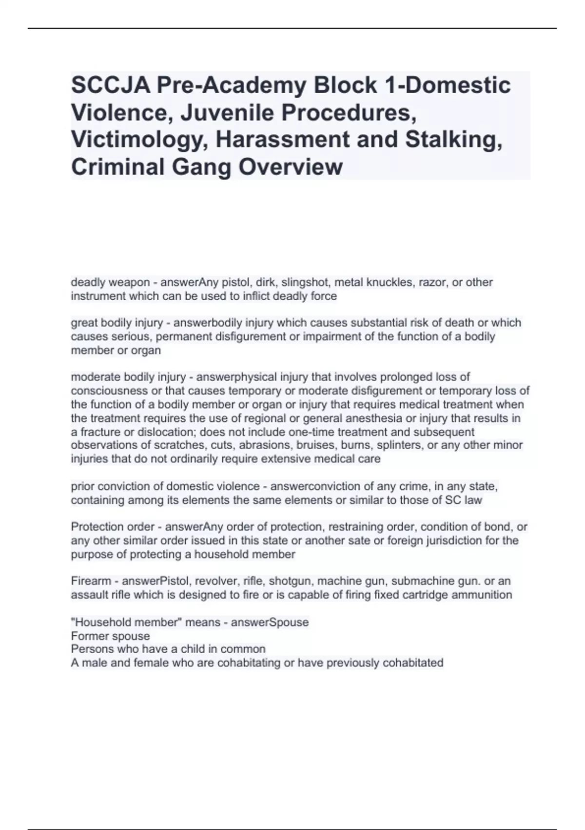 SCCJA Pre-Academy Block 1-Domestic Violence, Juvenile Procedures ...