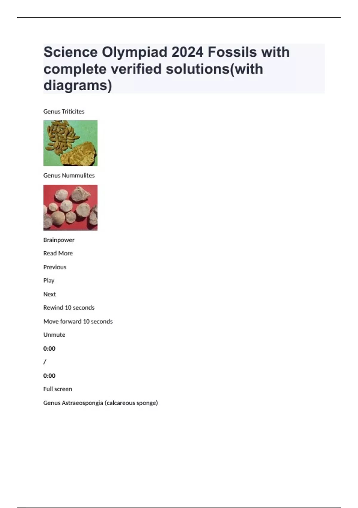 Science Olympiad 2024 Fossils with complete verified solutions(with ...