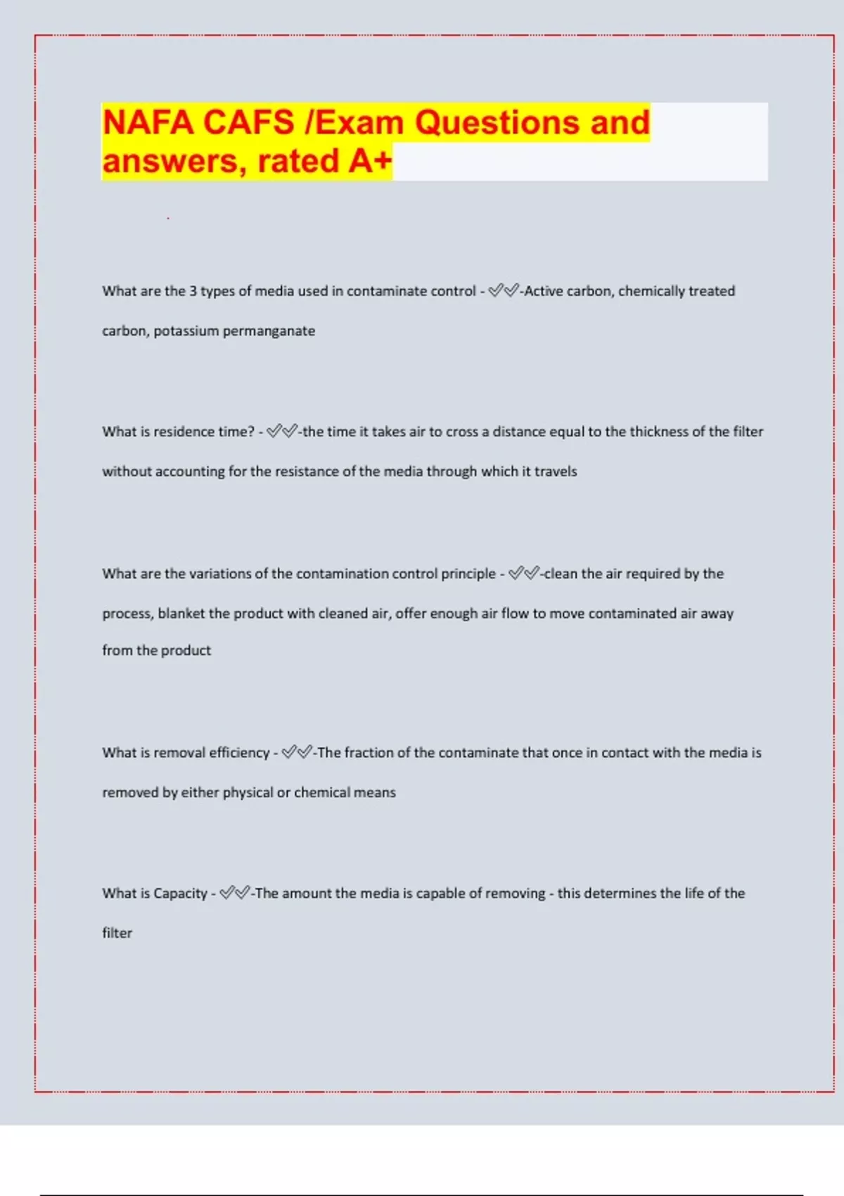 NAFA CAFS /Exam Questions and answers, rated A+/ 2024-25 Exam board ...