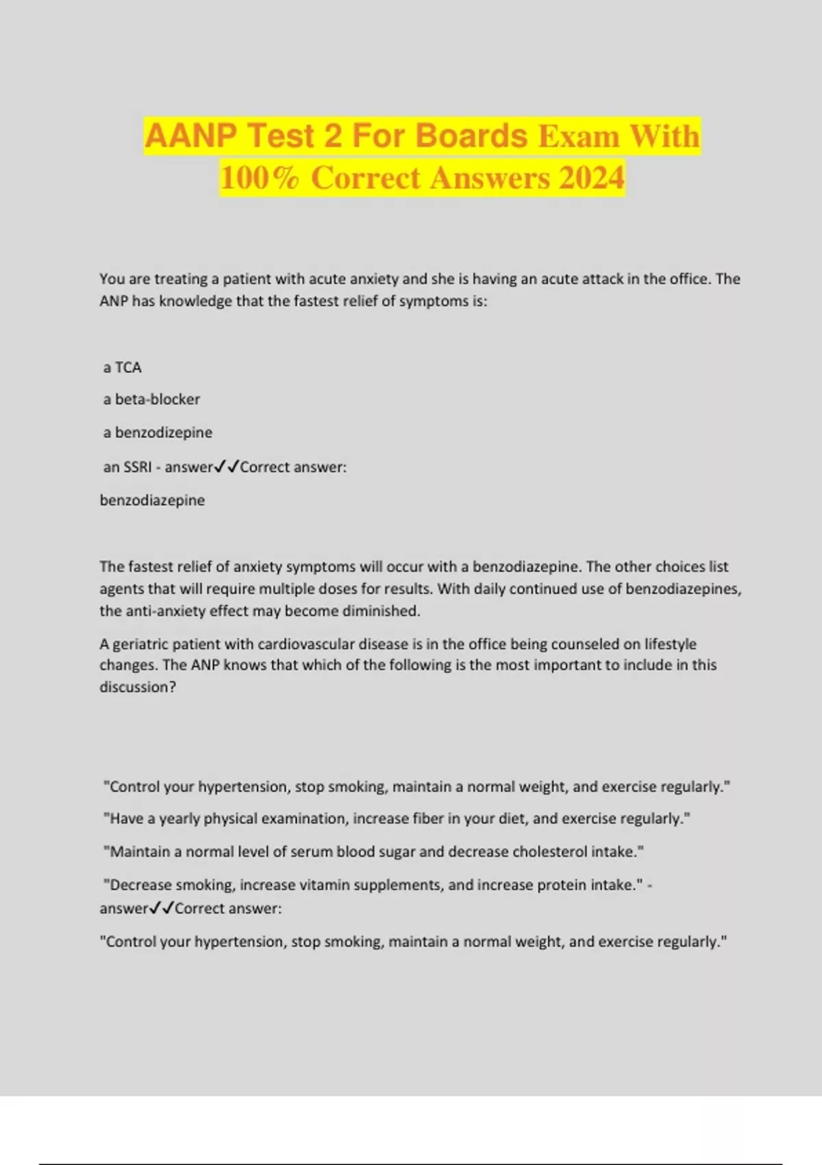 AANP Test 2 For Boards Exam With 100% Correct Answers 2024 - AANP ...