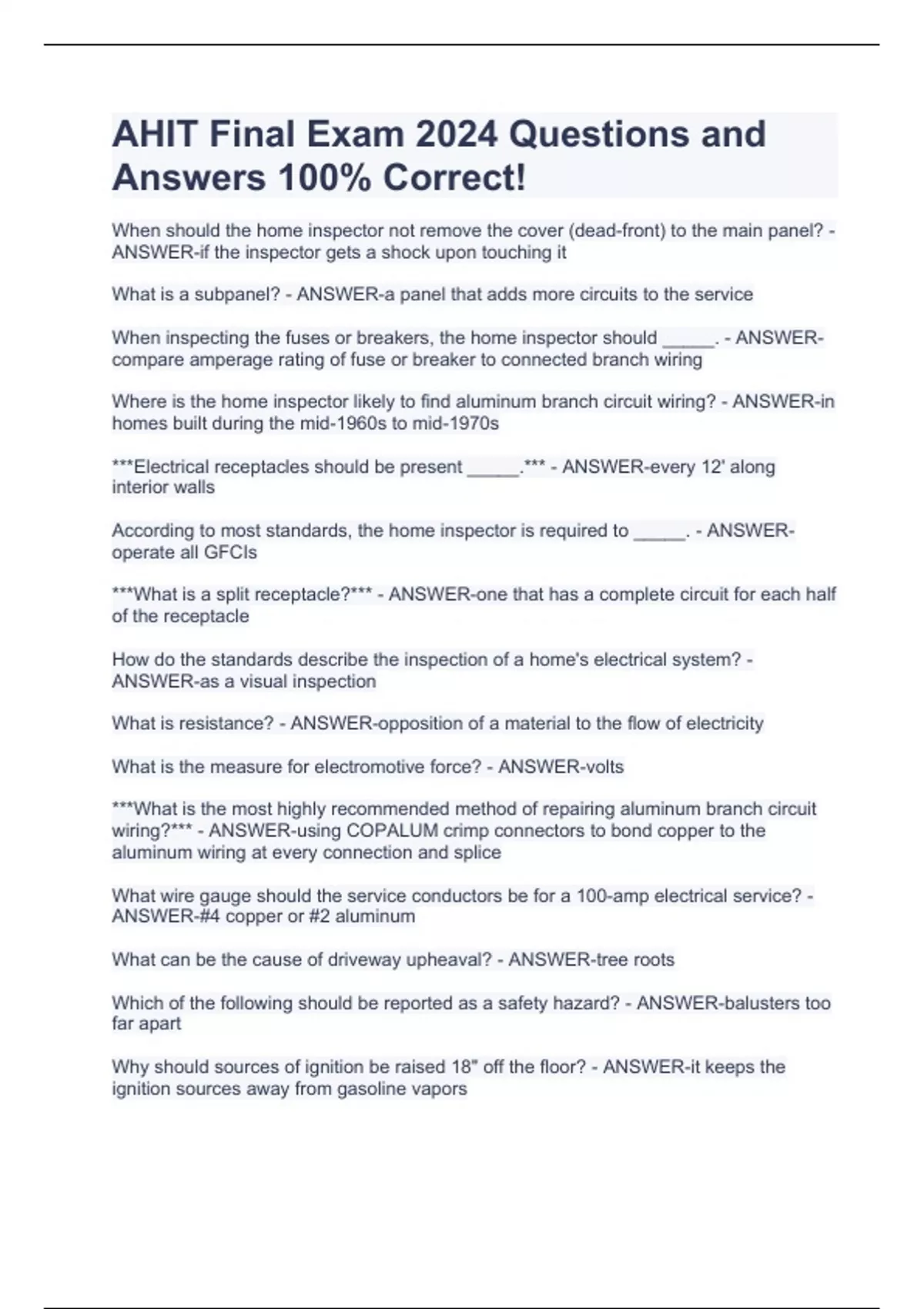 AHIT Final Exam 2024 Questions and Answers 100% Correct! - AHIT - Stuvia US