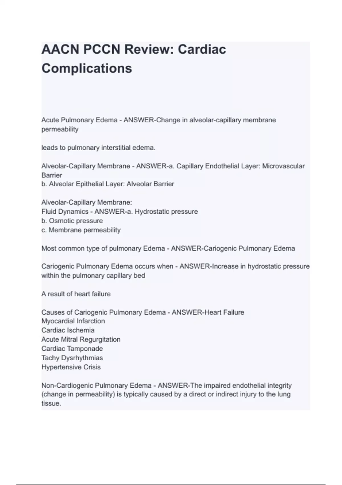 AACN PCCN Review: Cardiac Complications questions and answers - AACN ...