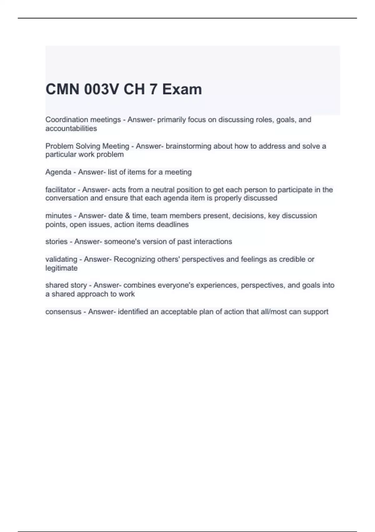 CMN 003V CH 7 Exam 2024 Questions and Answers - CMN 003V - Stuvia US