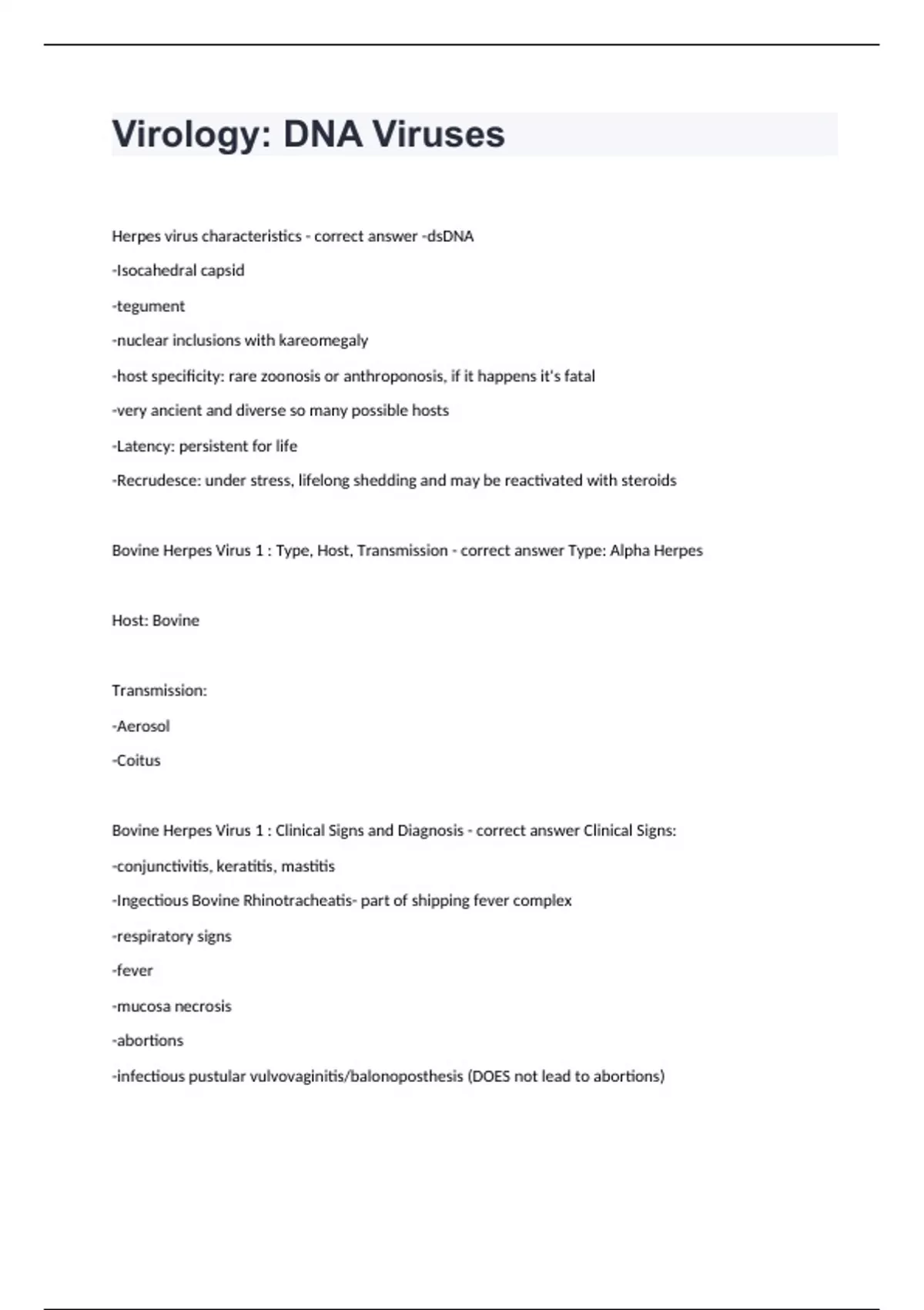 Virology: DNA Viruses fully solved 2024 - Virology - Stuvia US