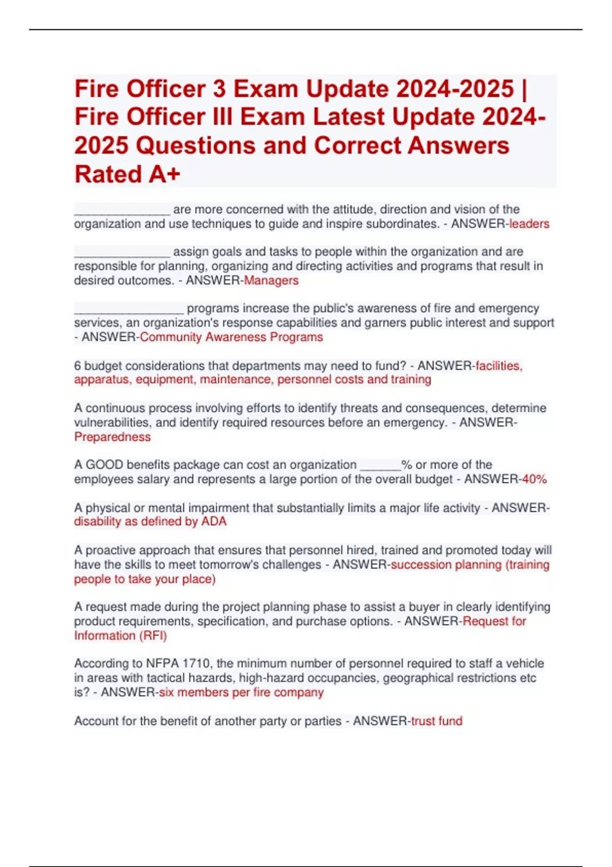 Fire Officer 3 Exam Update | Fire Officer III Exam Latest Update ...