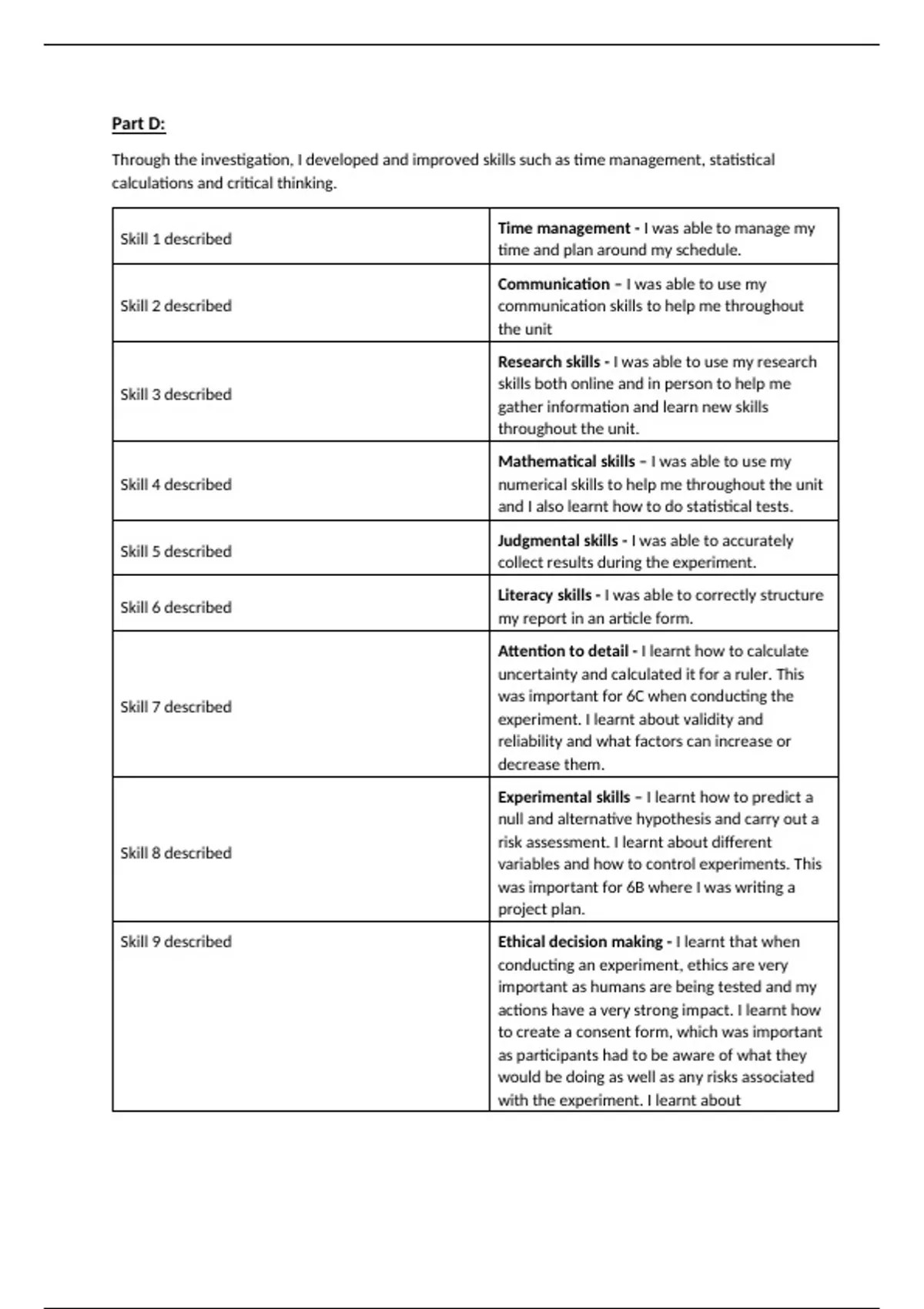 APPLIED SCIENCE UNIT 6D - DISTINCTION - Unit 6 - Investigative Project - Stuvia UK