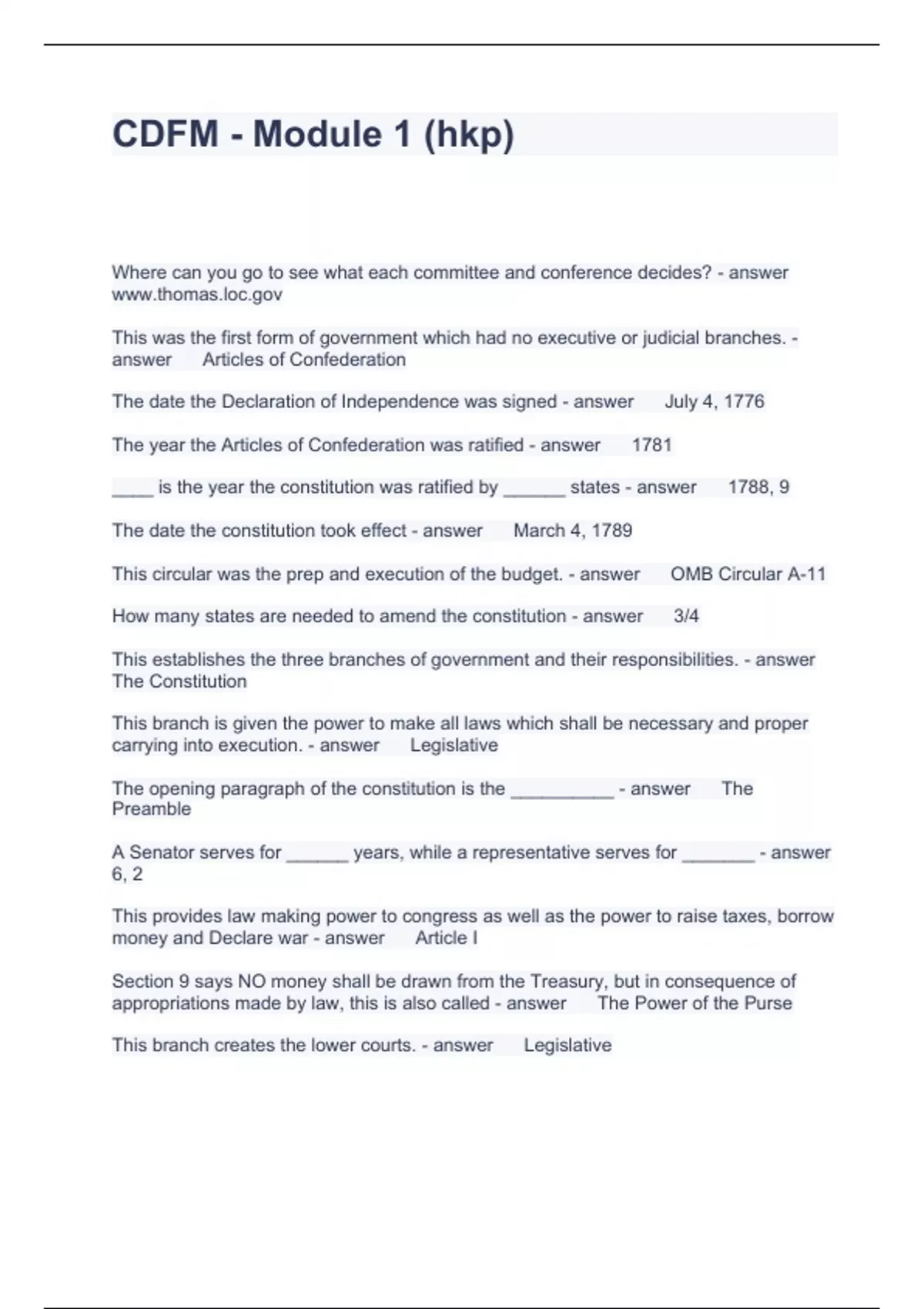 CDFM - Module 1 (hkp) Questions with correct Answers 2024 - CDFM ...