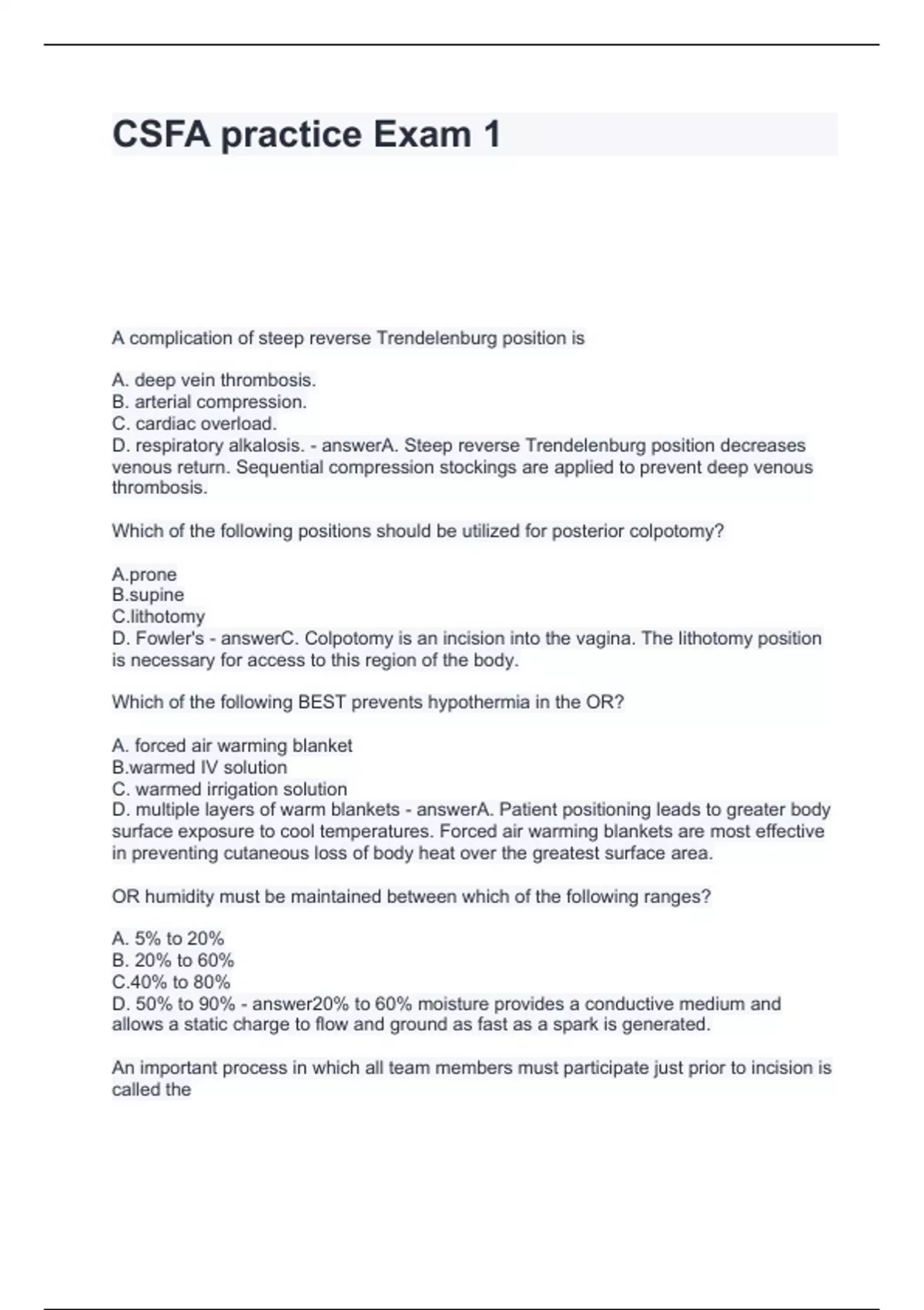 Csfa Practice Exam 1 Questions With Correct Answers 2024 Cfsa Stuvia Us