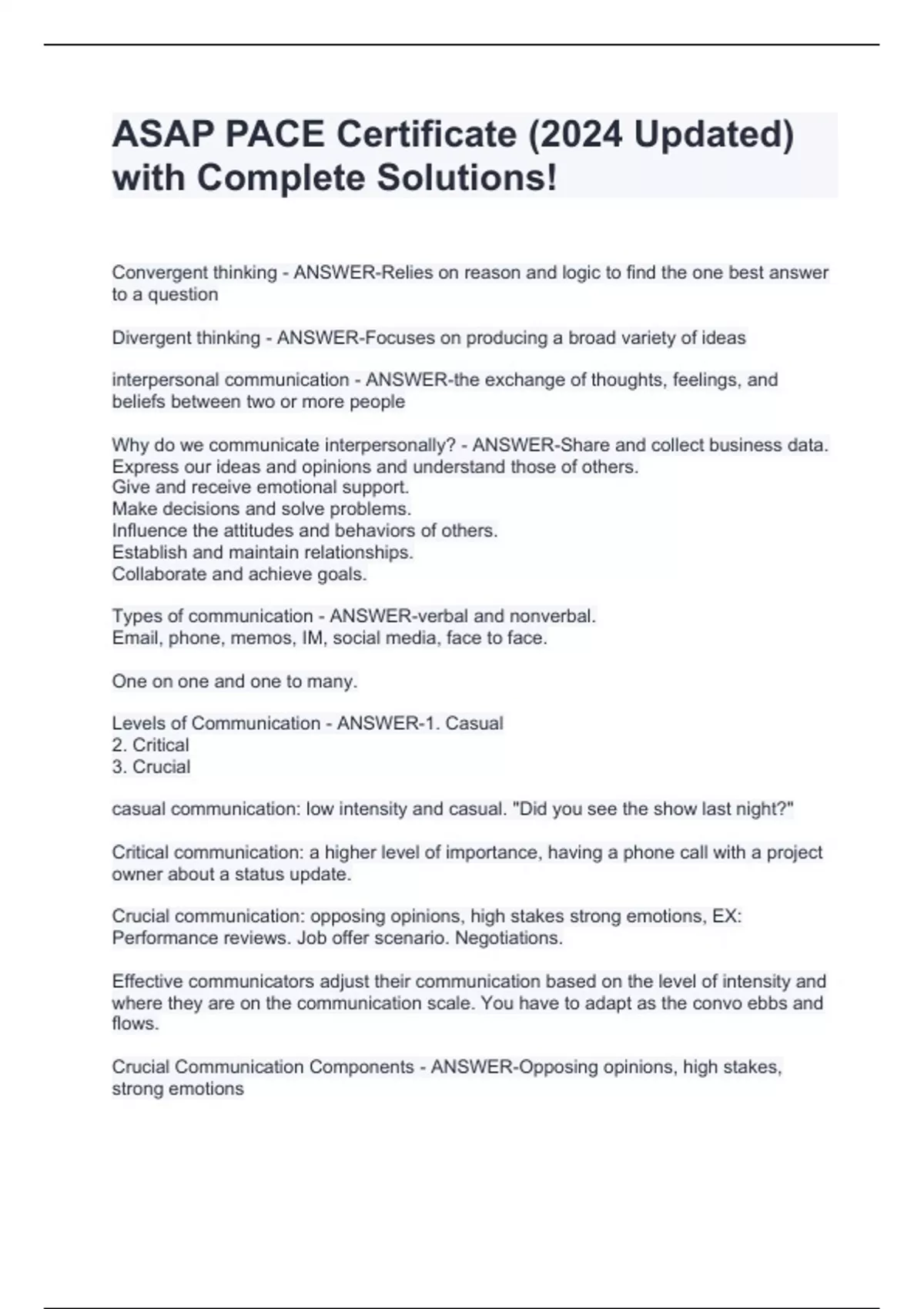 ASAP PACE Certificate (2024 Updated) with Complete Solutions! - ASAP ...