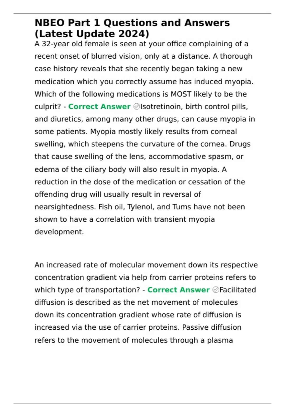 NBEO Part 1 Questions and Answers (Latest Update 2024) - NBEO - Stuvia US