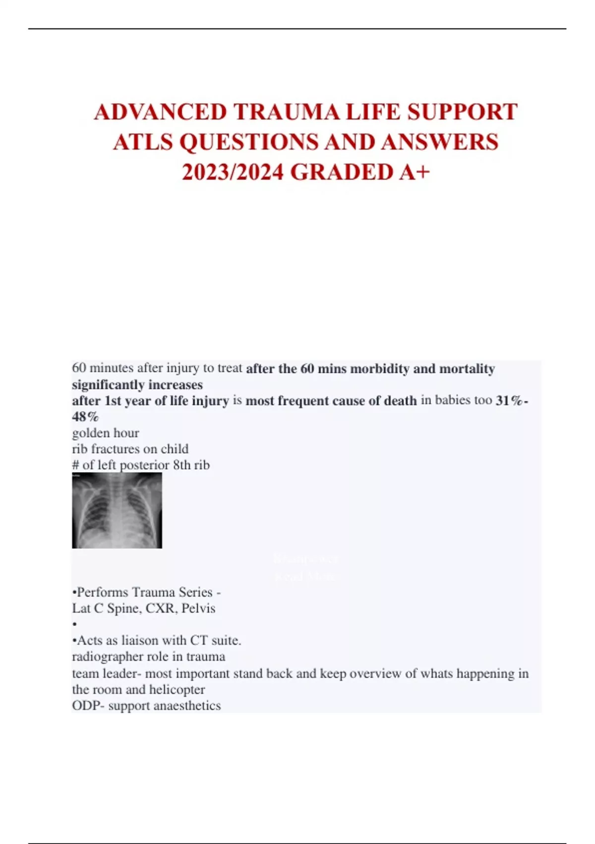 Advanced Trauma Life Support ATL Questions and Answers 2023/2024 ...