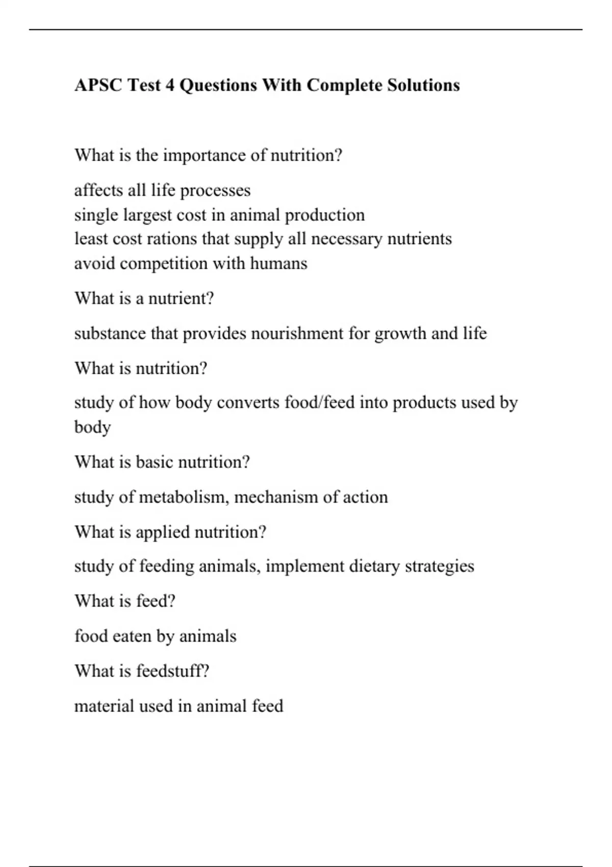 APSC Test 4 Questions With Complete Solutions - APSC - Stuvia US